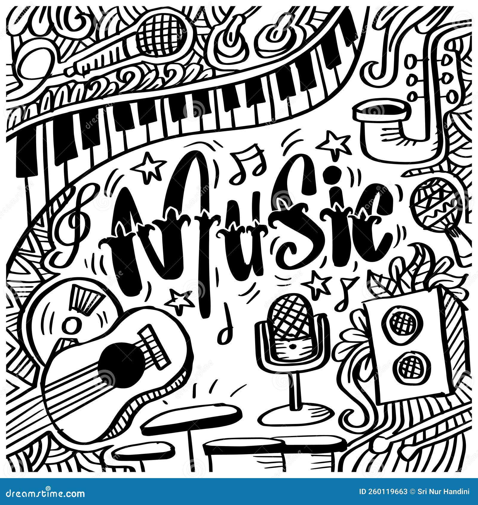 Music Background, Hand Drawing Doodle Stock Illustration - Illustration ...