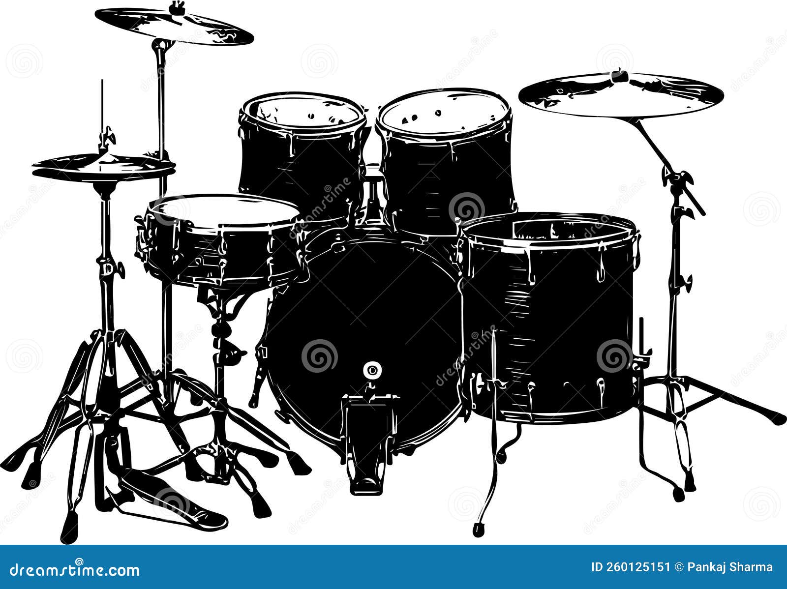 Drum Kit Silhouette Sketch Drawing , Drum Kit Icons, Drum Set, Stock ...