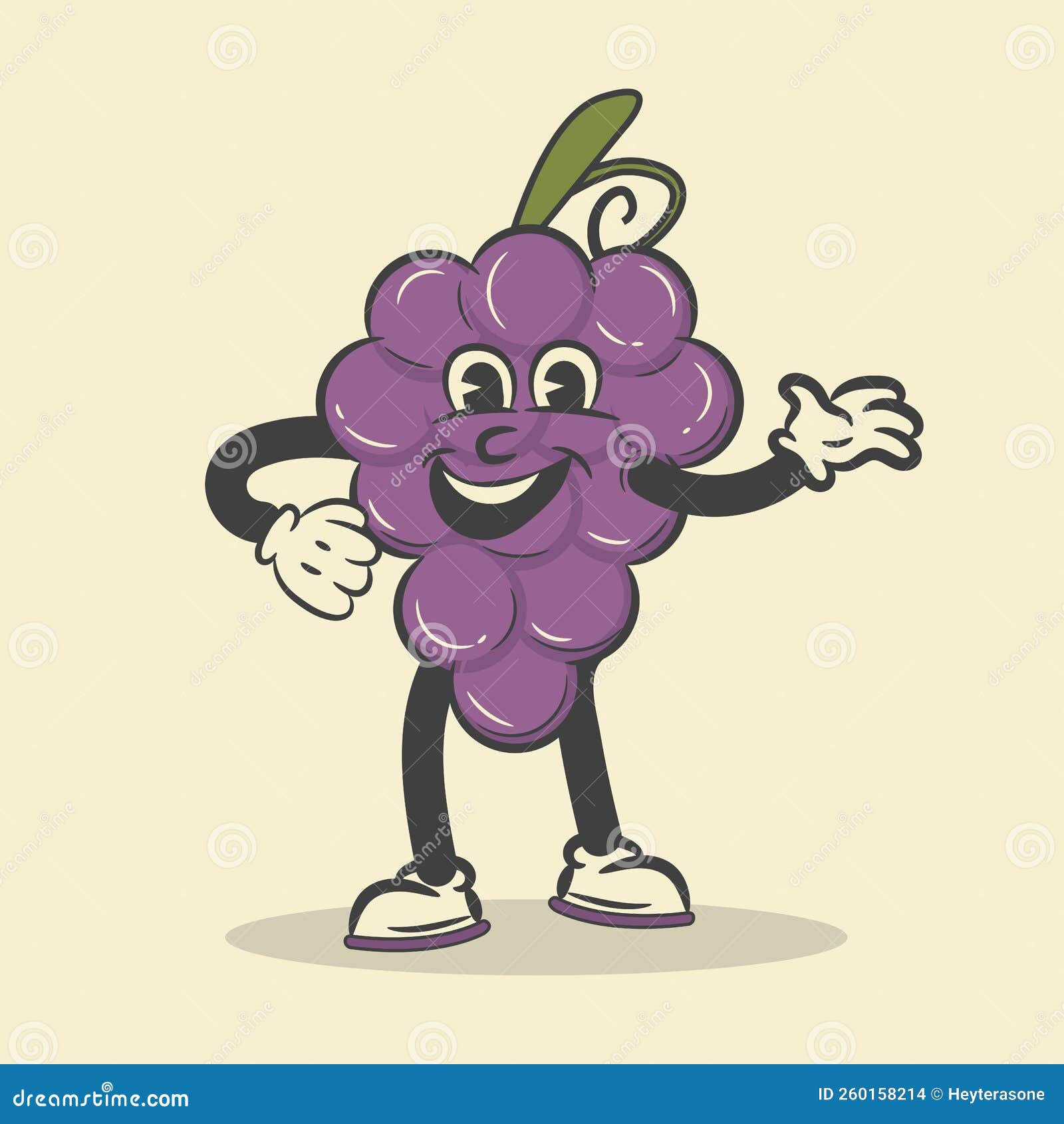 Retro Grapes Cartoon Character Vector Illustration Stock Vector ...