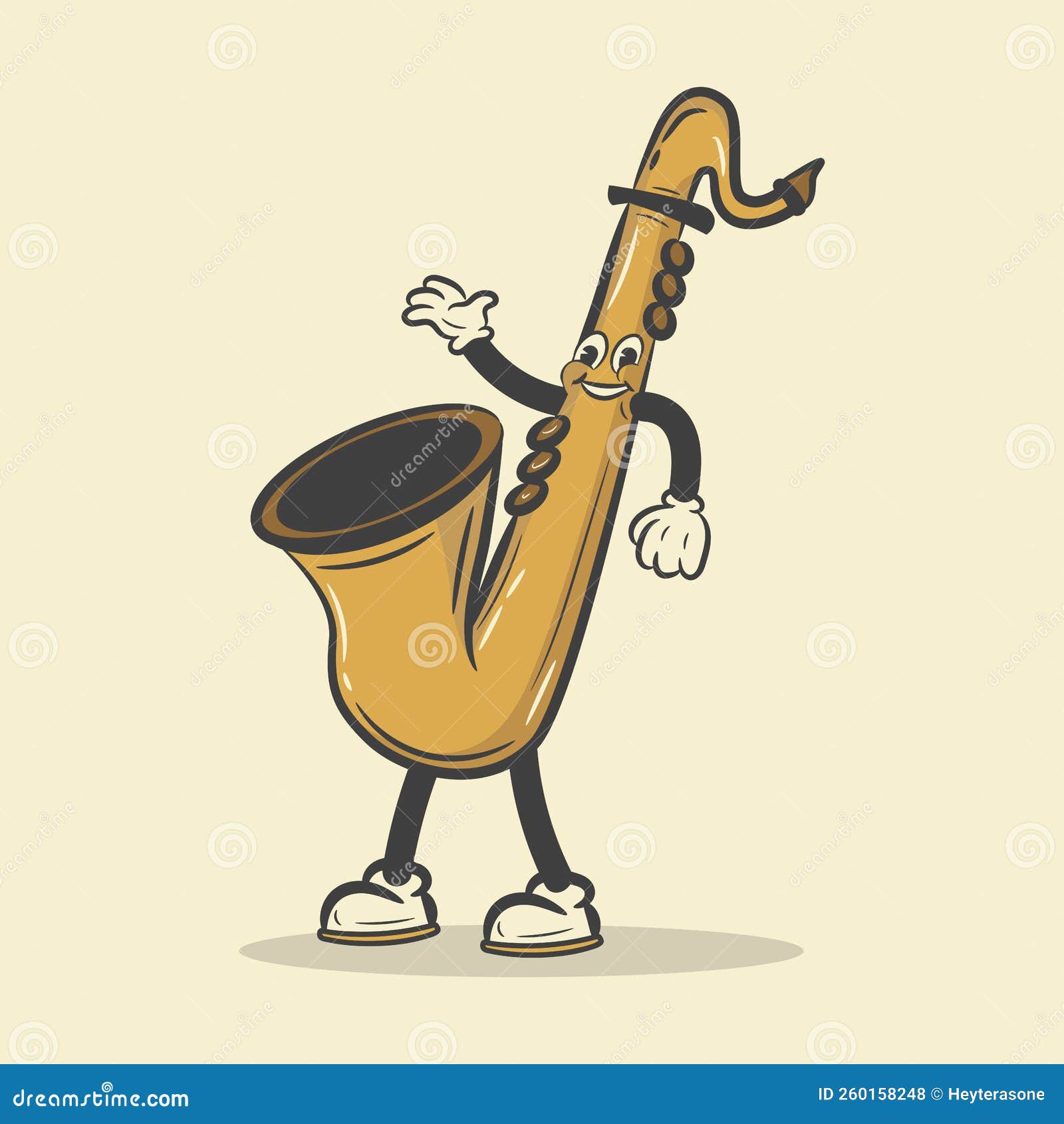 Retro Saxophone Cartoon Character Vector Illustration Stock Vector ...