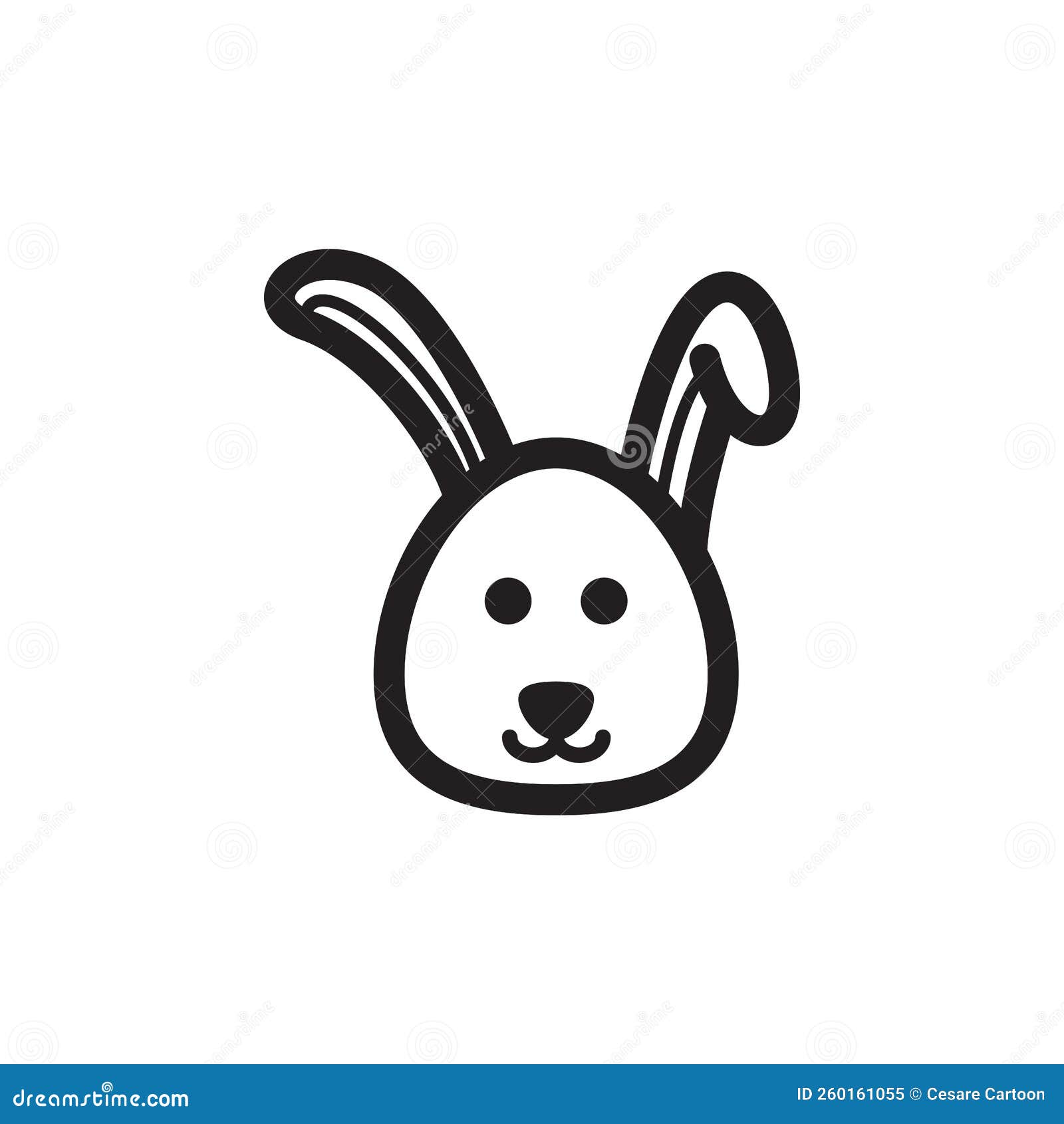 Thin line bunny head stock vector. Illustration of bunny - 260161055