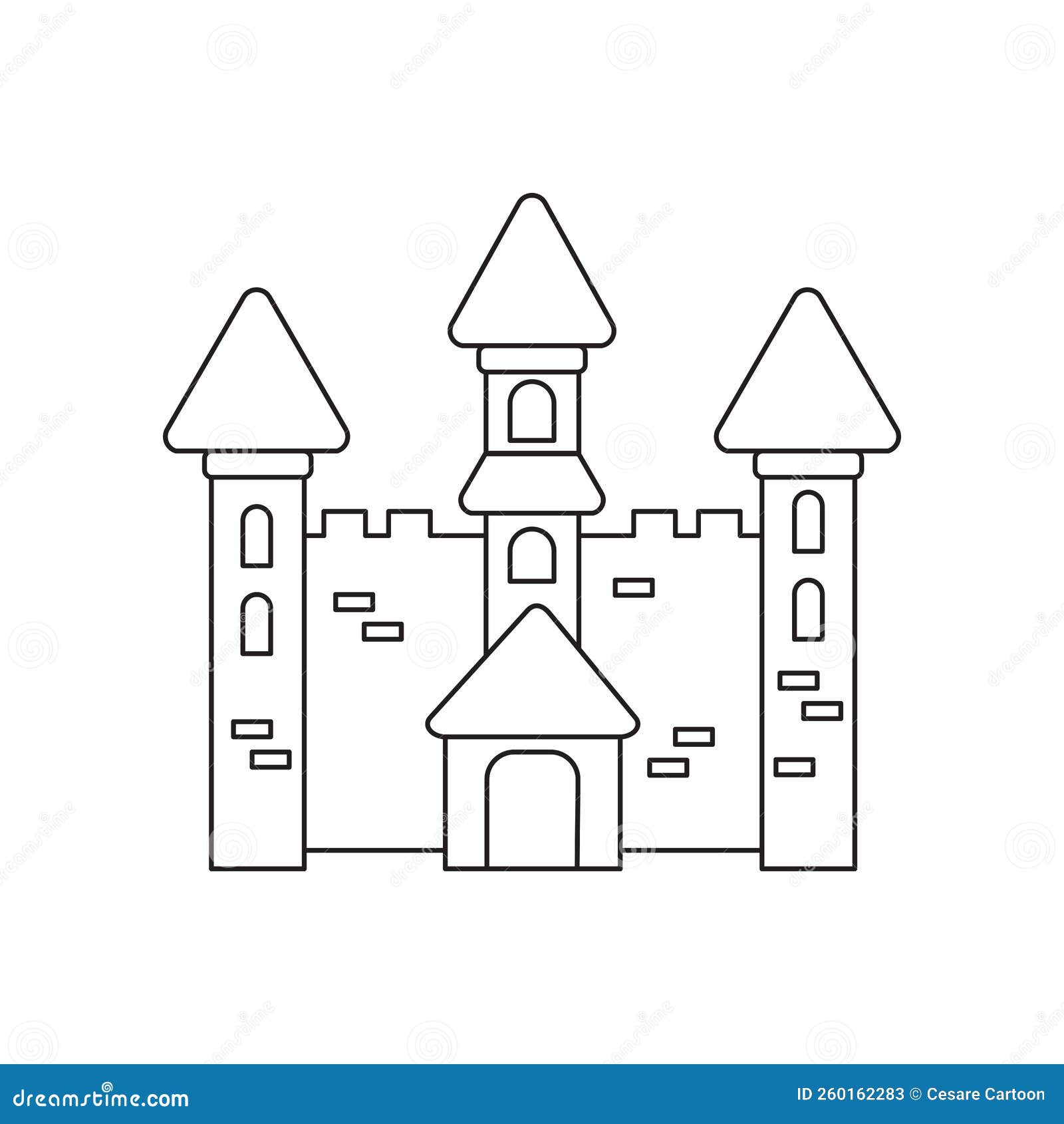 Thin line castle stock vector. Illustration of fantasy - 260162283