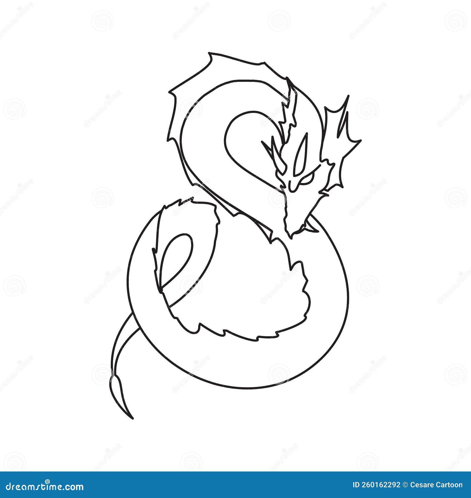 Thin line dragon stock vector. Illustration of fantasy - 260162292