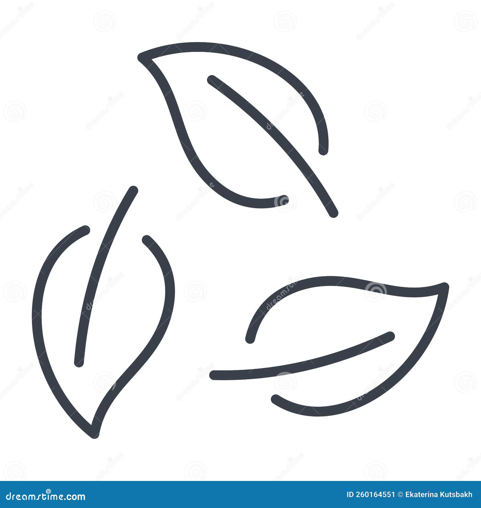 Simple Flat Icon with Three Leaves. Stock Vector - Illustration of ...