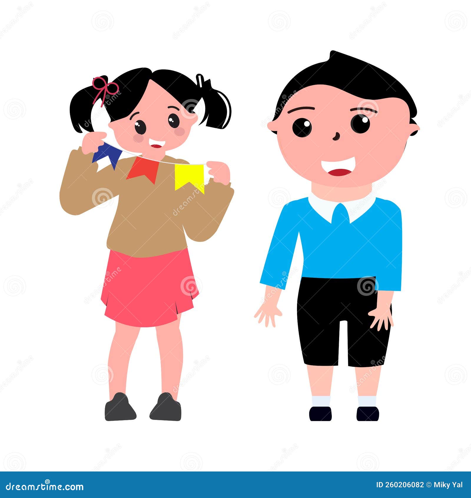 Cute Children Happy. Flat Design Style Minimal Vector Illustration ...