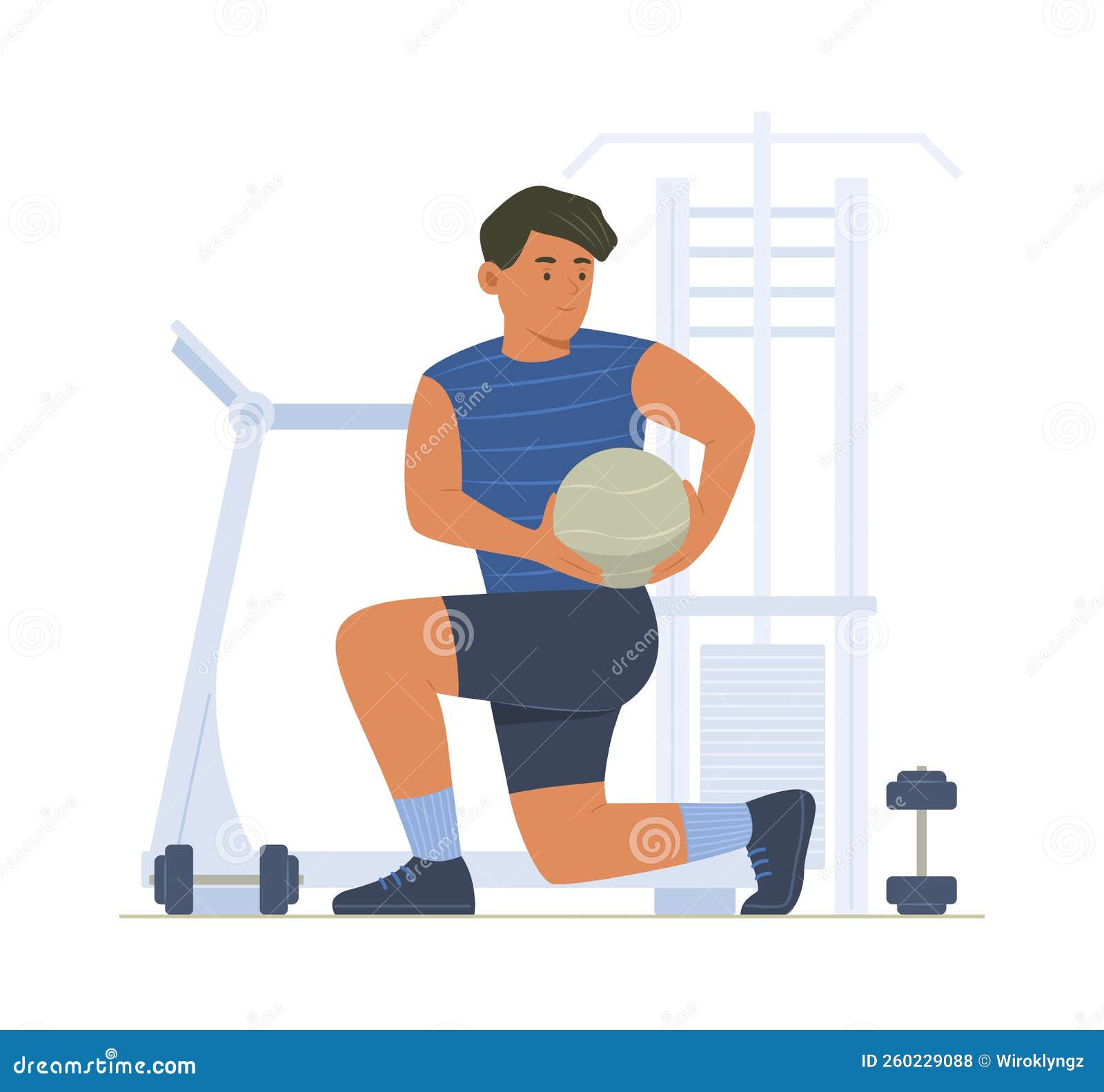 Handsome Man Exercising in Fitness Training Room Stock Vector ...