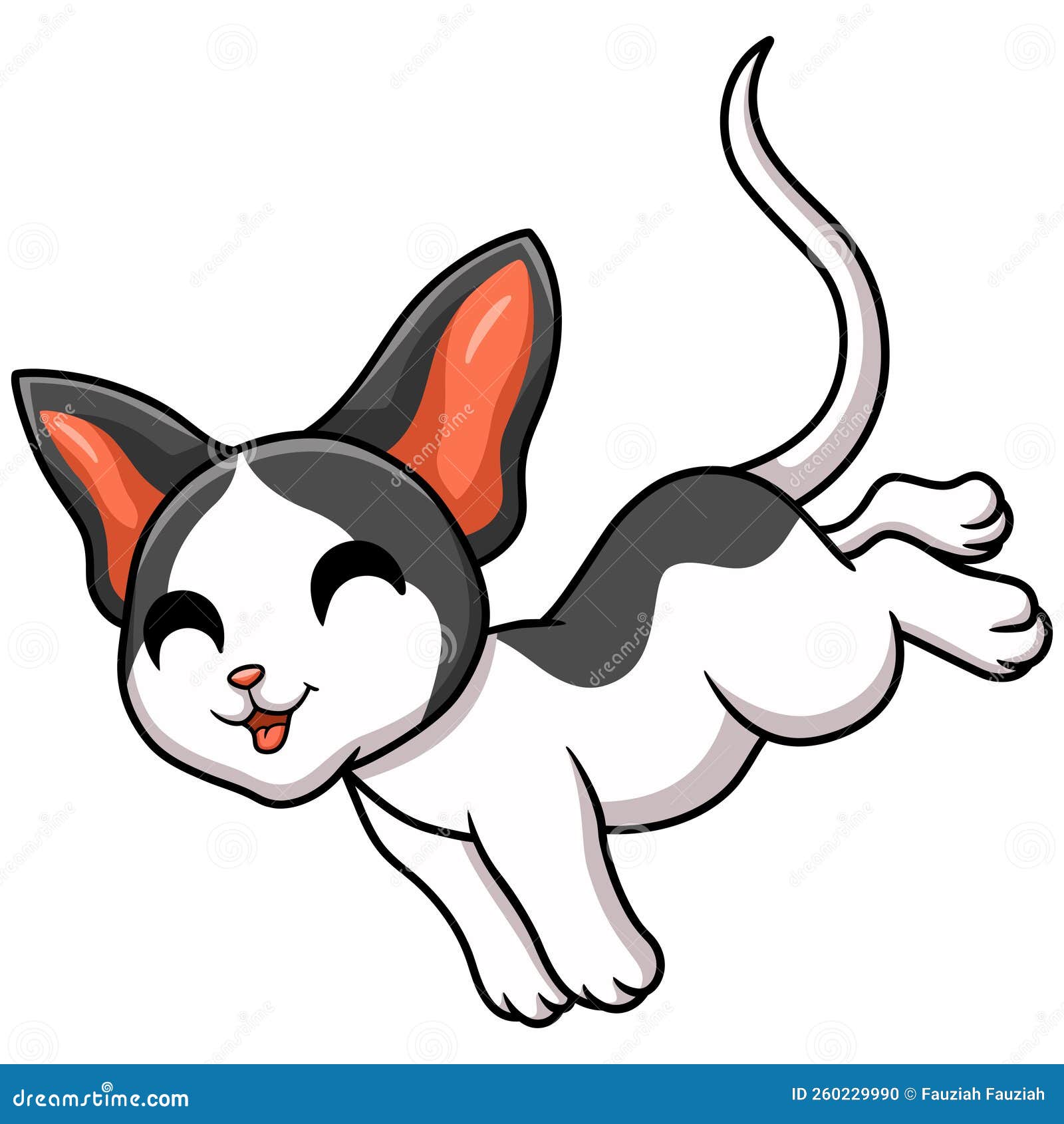 Cute Oriental Cat Cartoon Jumping Stock Vector - Illustration of kitty ...