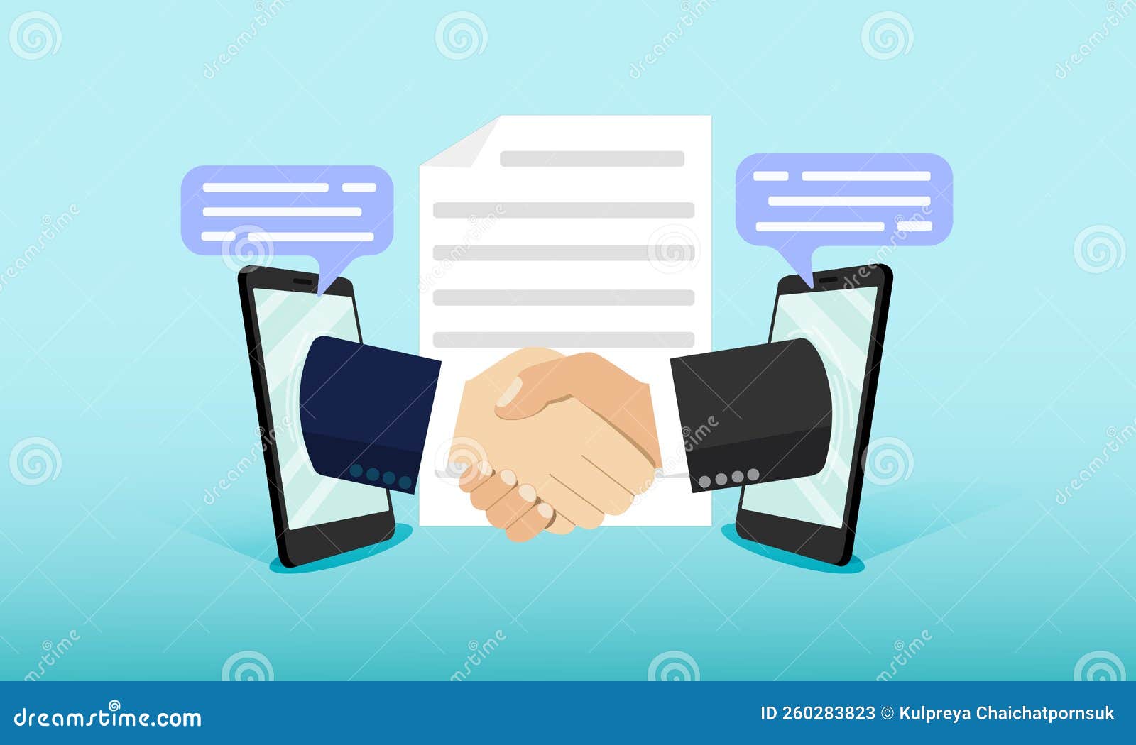 Business People Shaking Hands with Business People on the Phone Concept ...