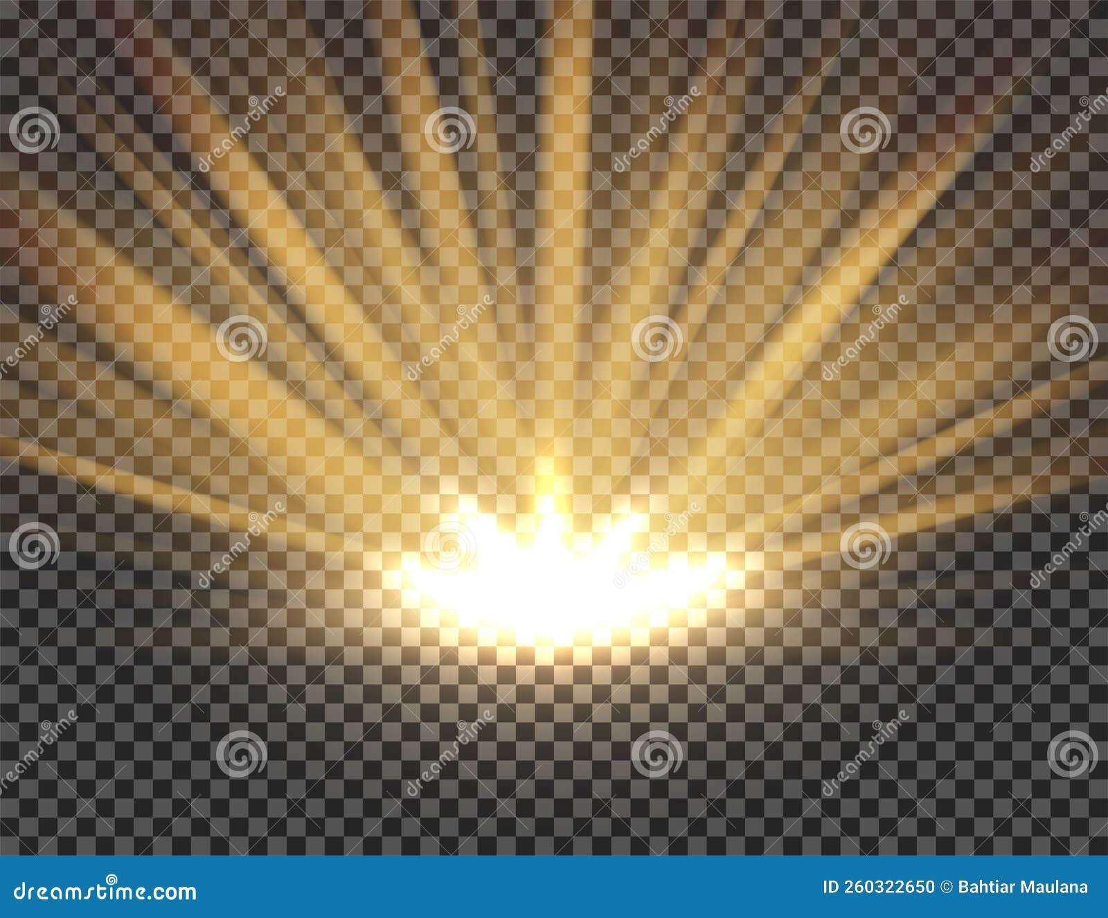 Golden Rays Rising on a Transparent Background. Shining Gold Exploded ...
