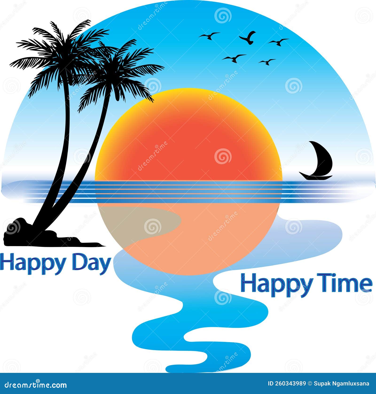 HAPPY DAY and HAPPY Time stock illustration. Illustration of times ...