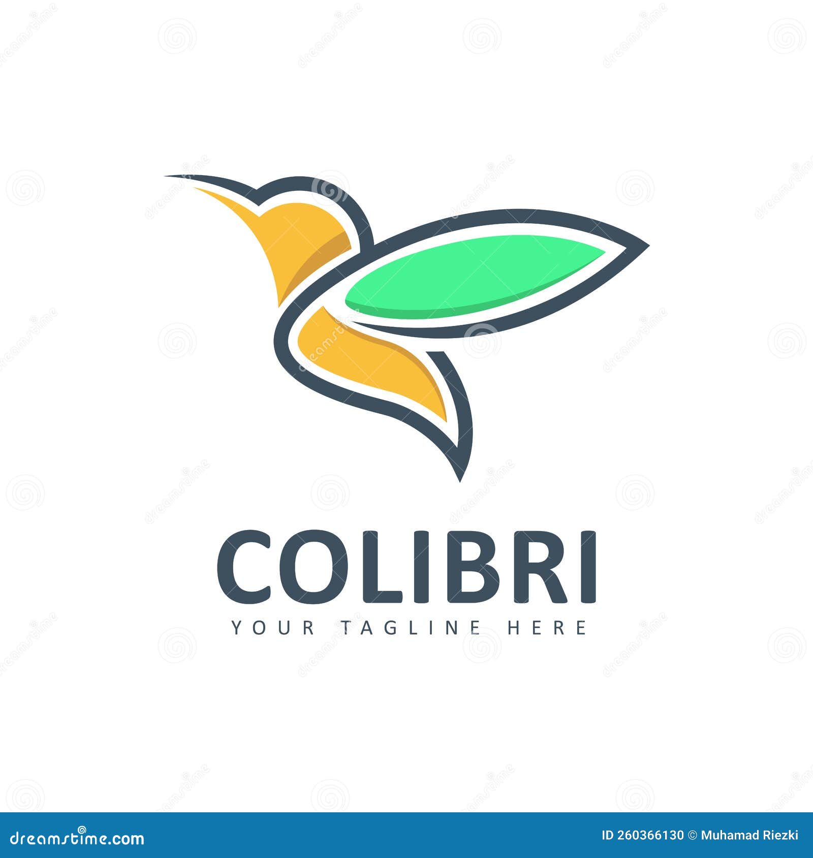 Simple Colorful Colibri Bird Logo with Line Art Style. Icon Vector ...