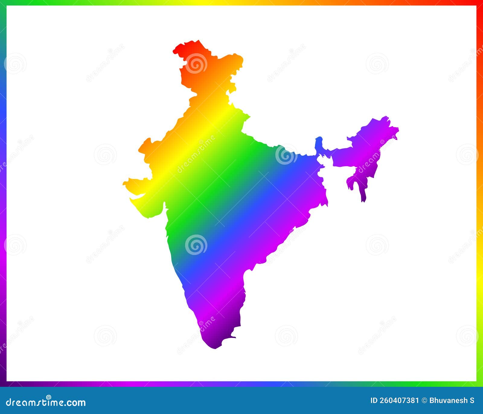 Rainbow Colored Gradient Map of Country India Isolated on White ...