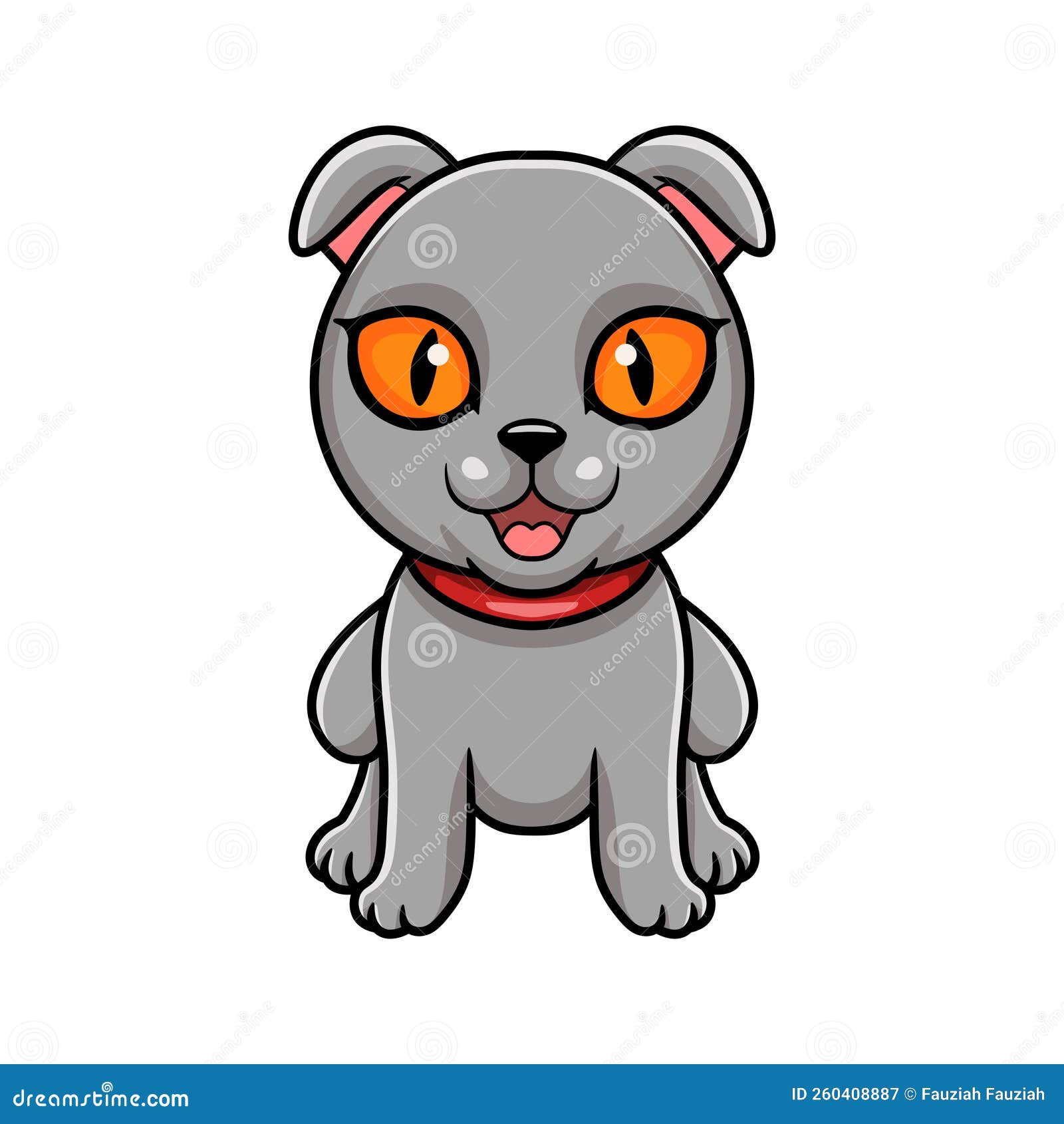 Cute Scottish Fold Cat Cartoon Stock Vector - Illustration of domestic ...