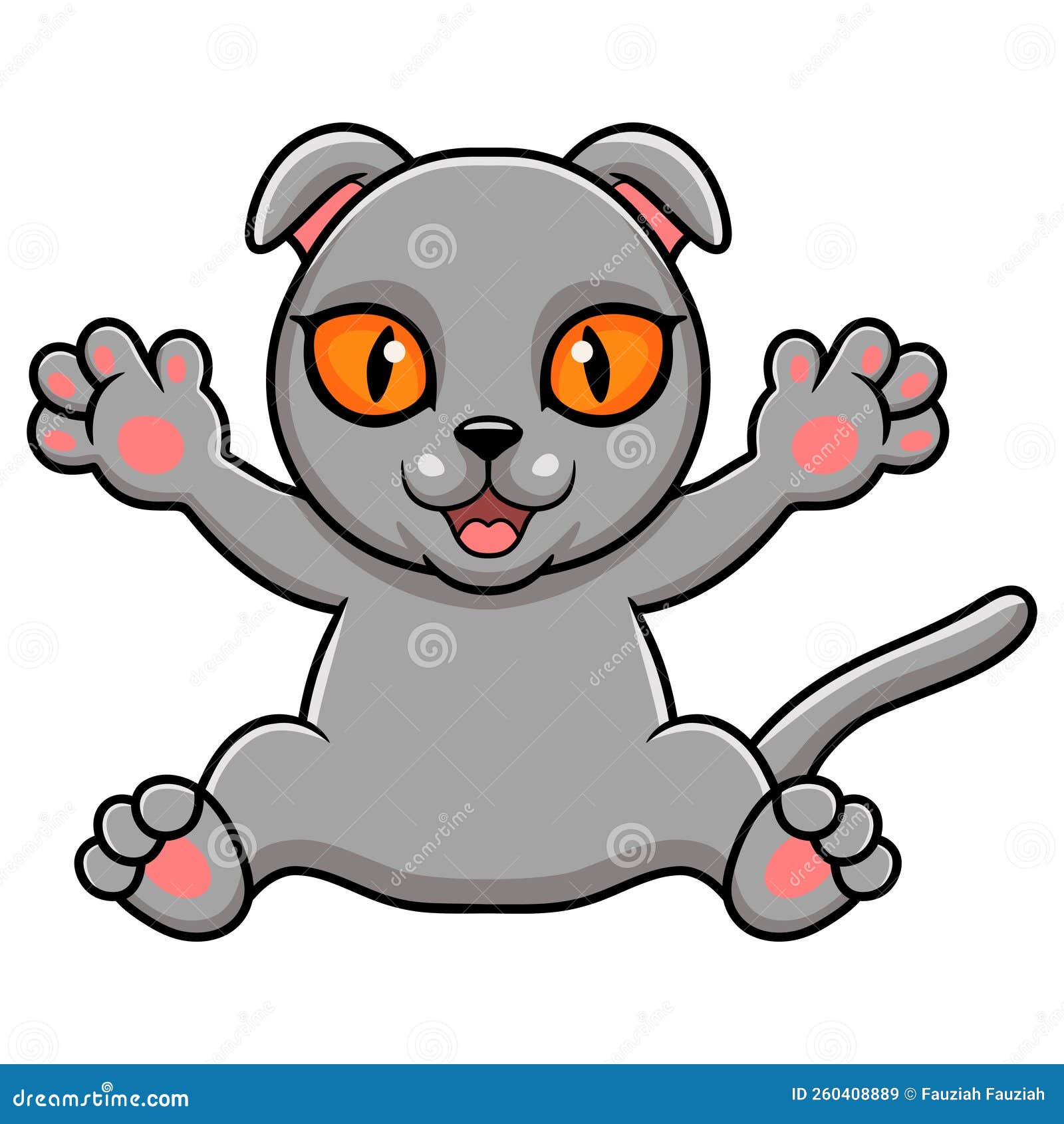 Cute Scottish Fold Cat Cartoon Stock Vector - Illustration of little ...