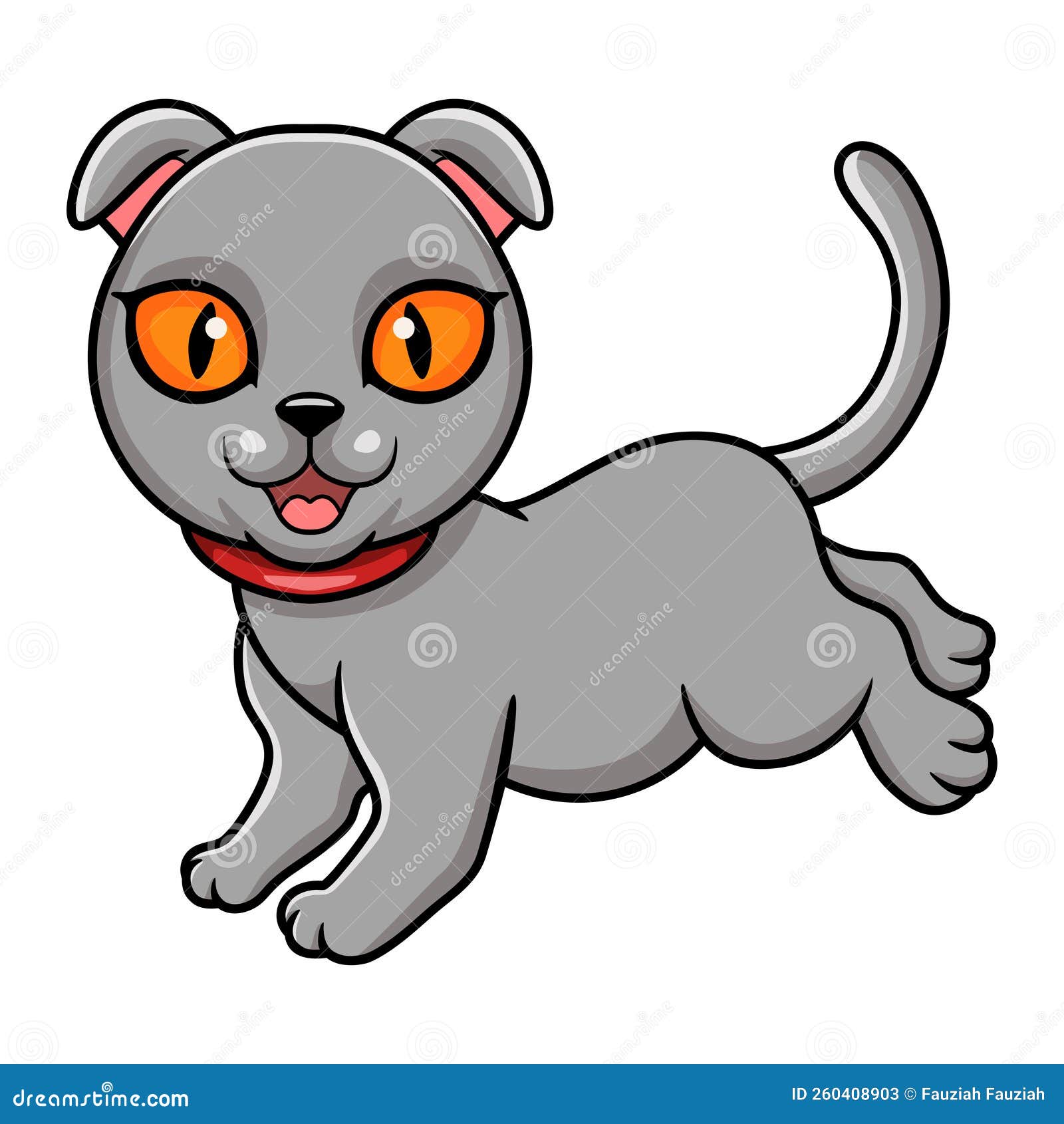 Cute Scottish Fold Cat Cartoon Stock Vector - Illustration of grey ...