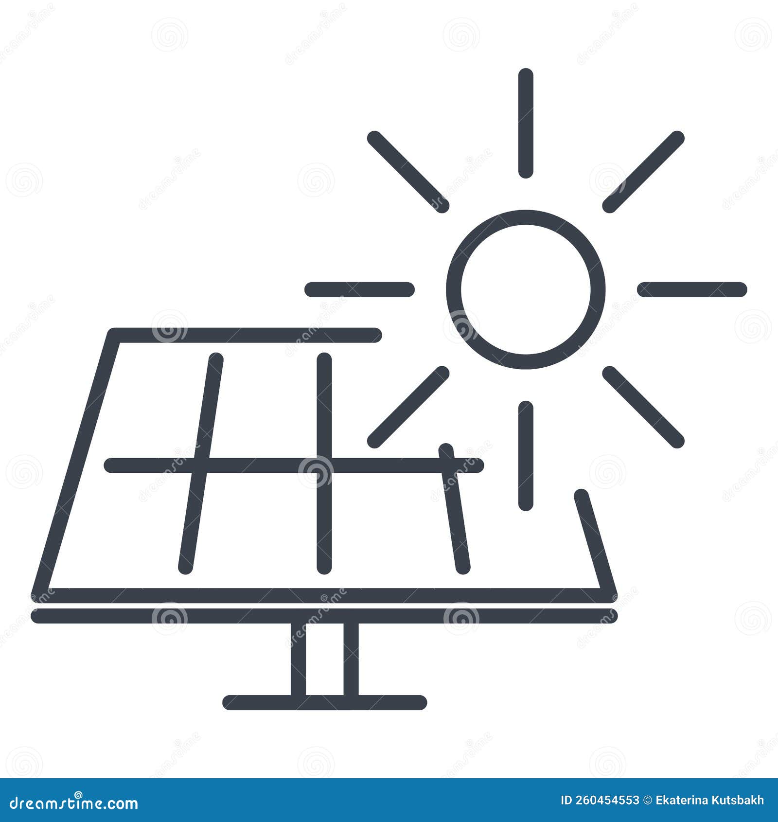 Vector Isolated Icon of Solar Battery and Sun. Stock Vector ...