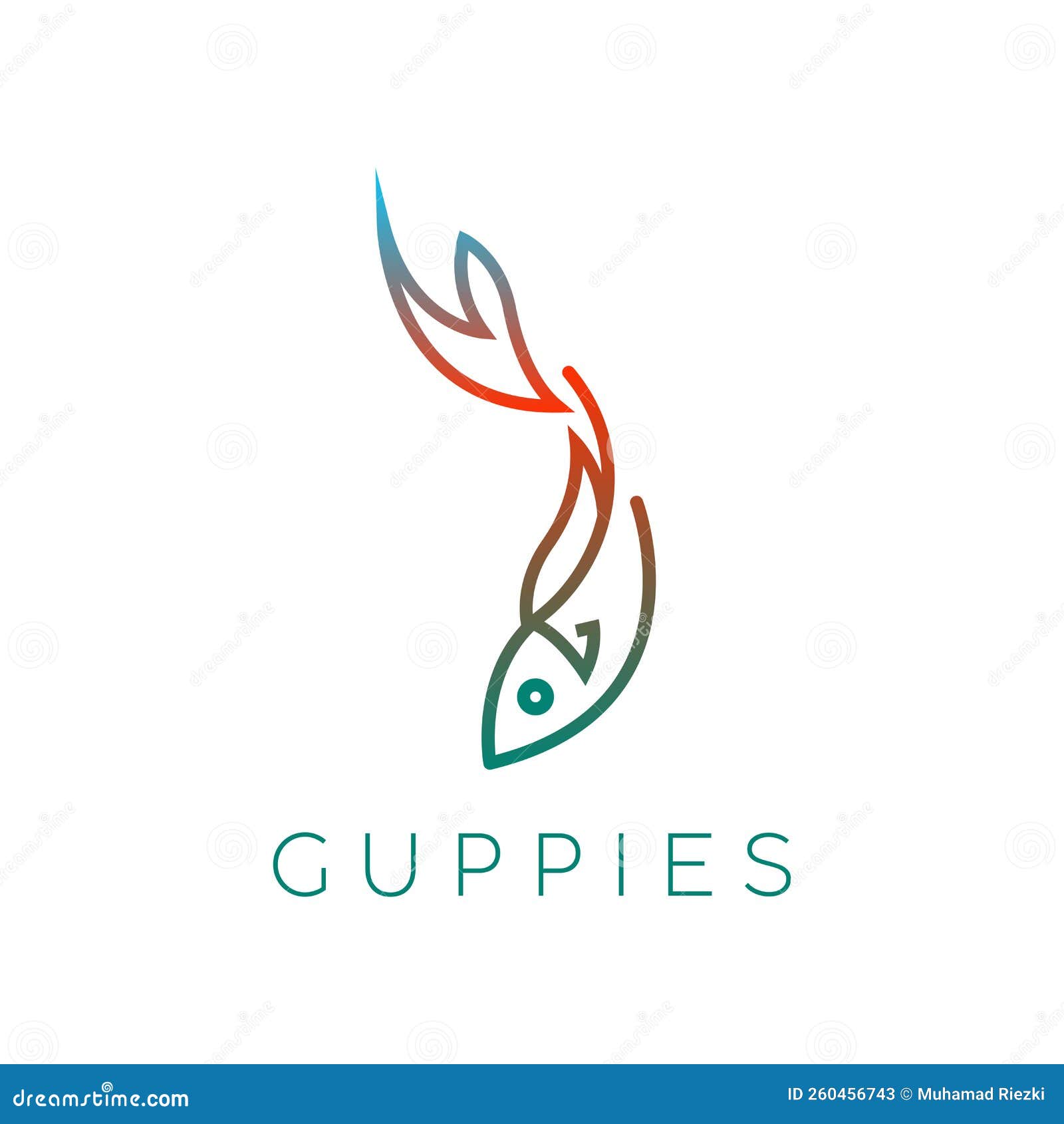 Guppy Fish Logo with Gradient Line Art. Icon Vector Illustration Stock ...