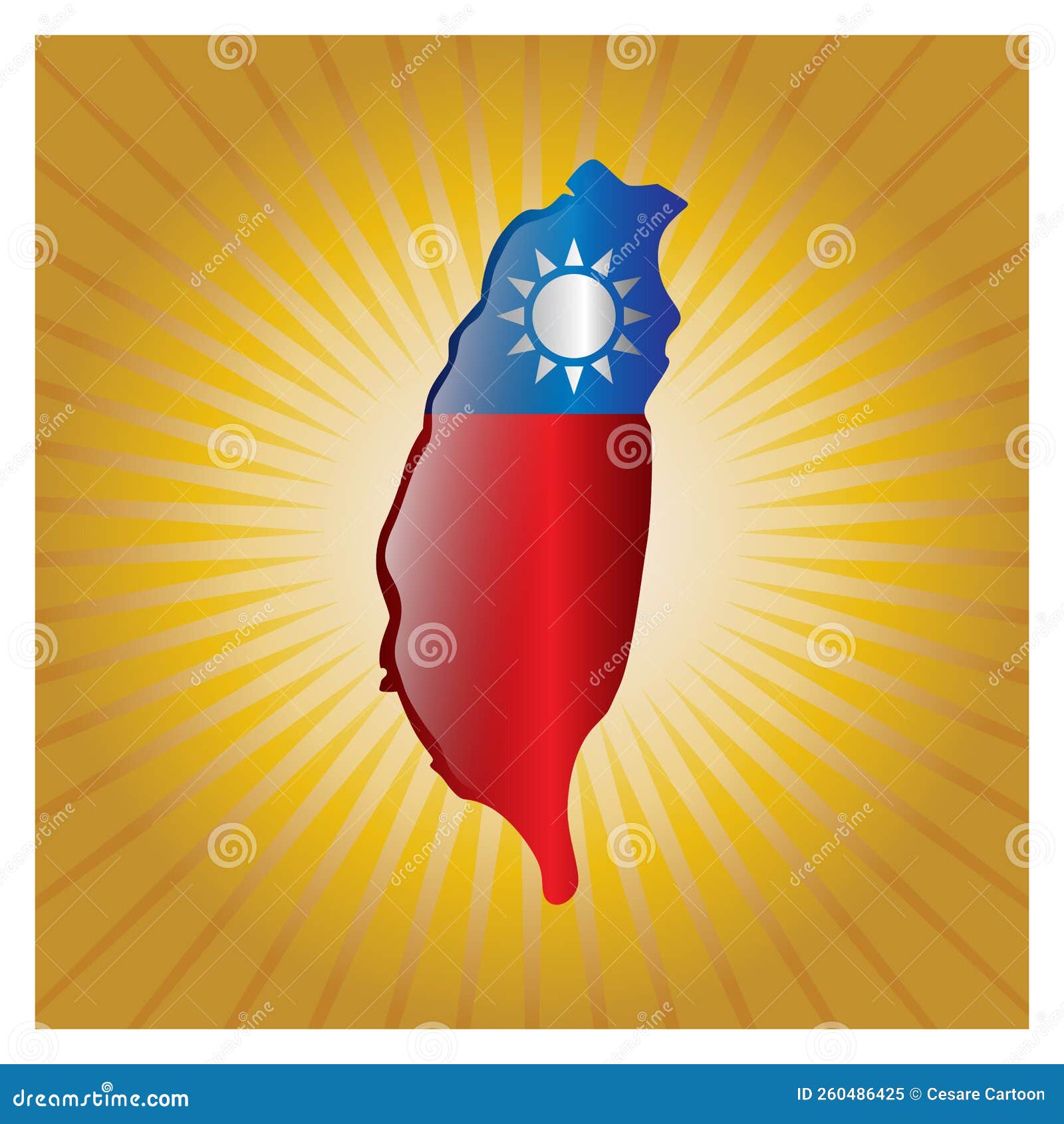 Cartoon Taiwan Flag Shape Map Stock Vector - Illustration of shape ...