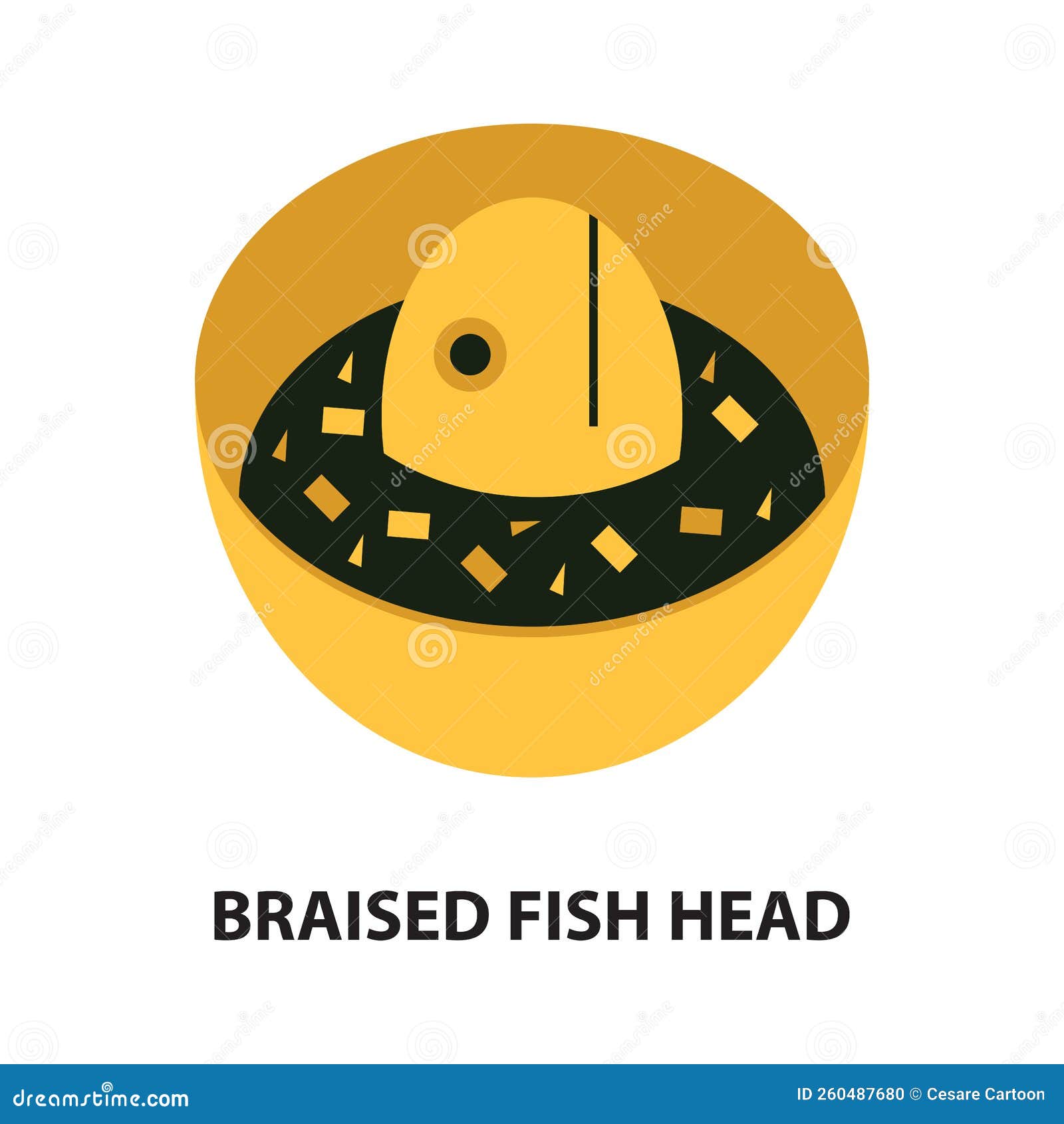 Cartoon braised fish head stock vector. Illustration of cartoon - 260487680