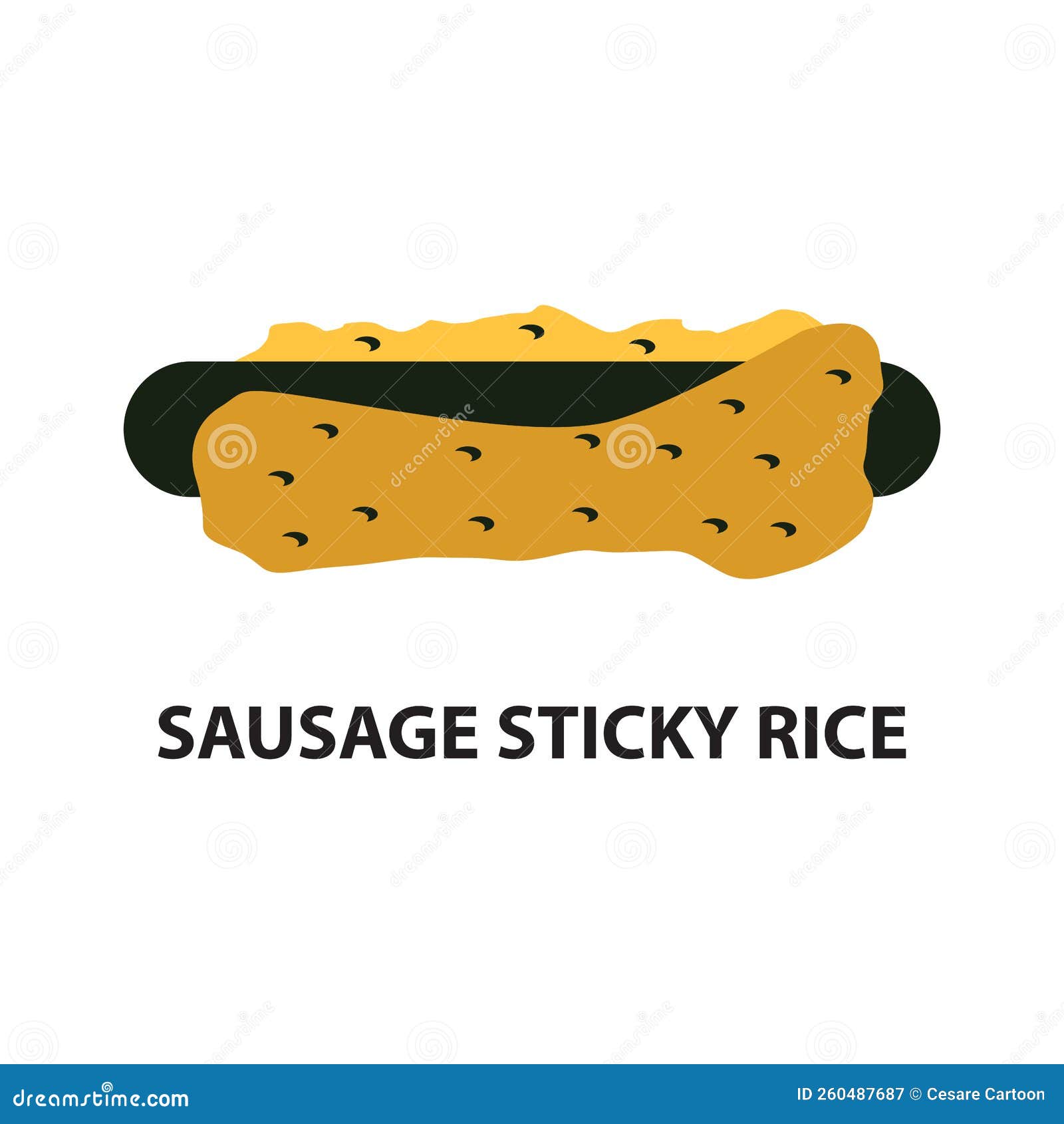 Cartoon Sausage Sticky Rice Stock Vector - Illustration of simple, rice ...