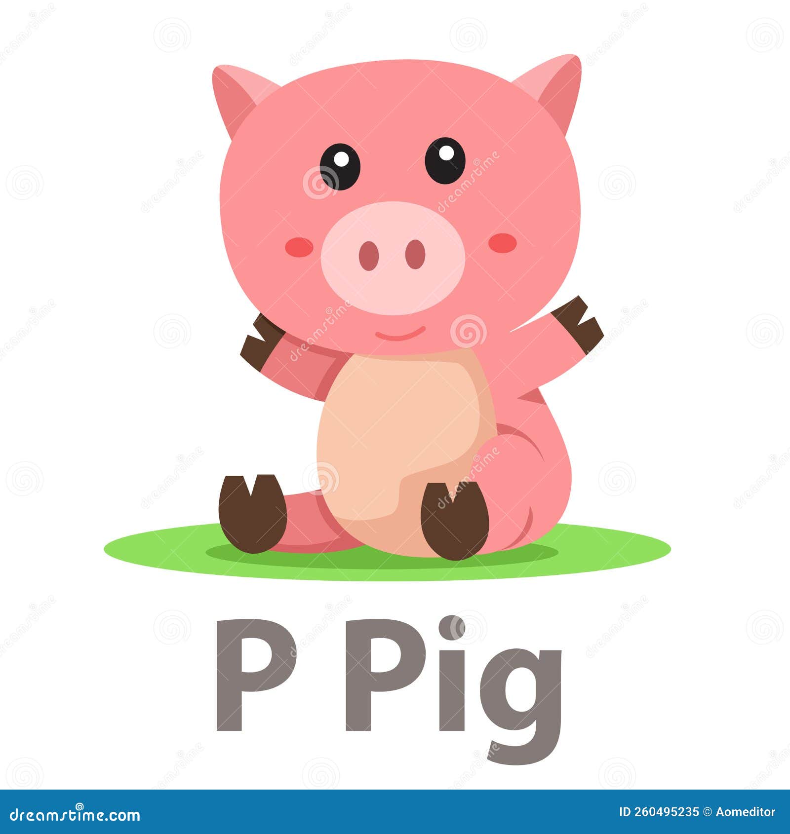 Illustrator of P Pig Animal Stock Vector - Illustration of font ...