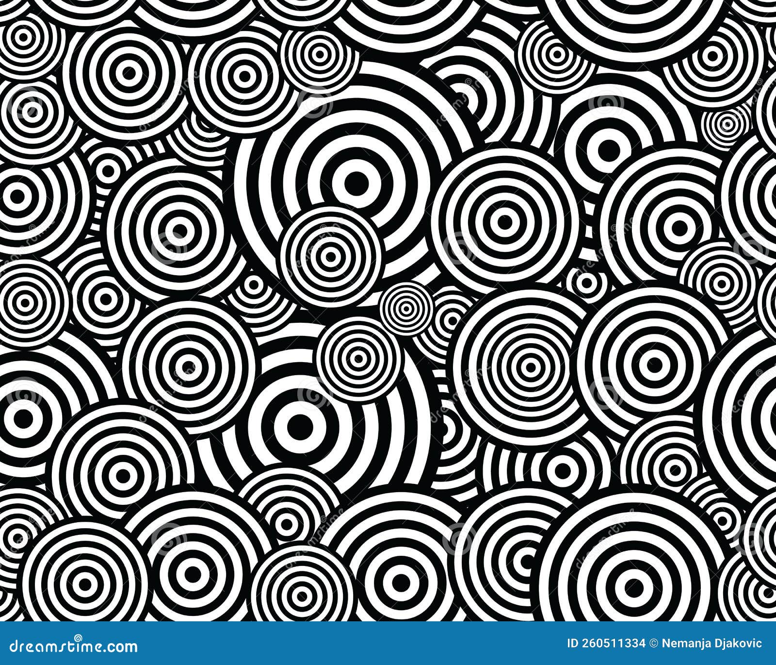 Overlapping Concentric Circles, Seamless Pattern Stock Illustration ...