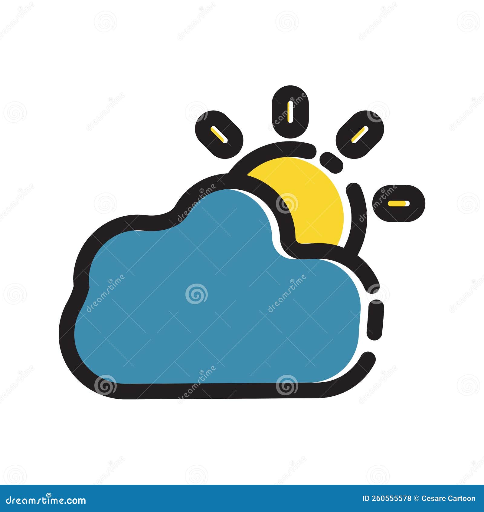 Cartoon weather cloudy stock vector. Illustration of flat - 260555578