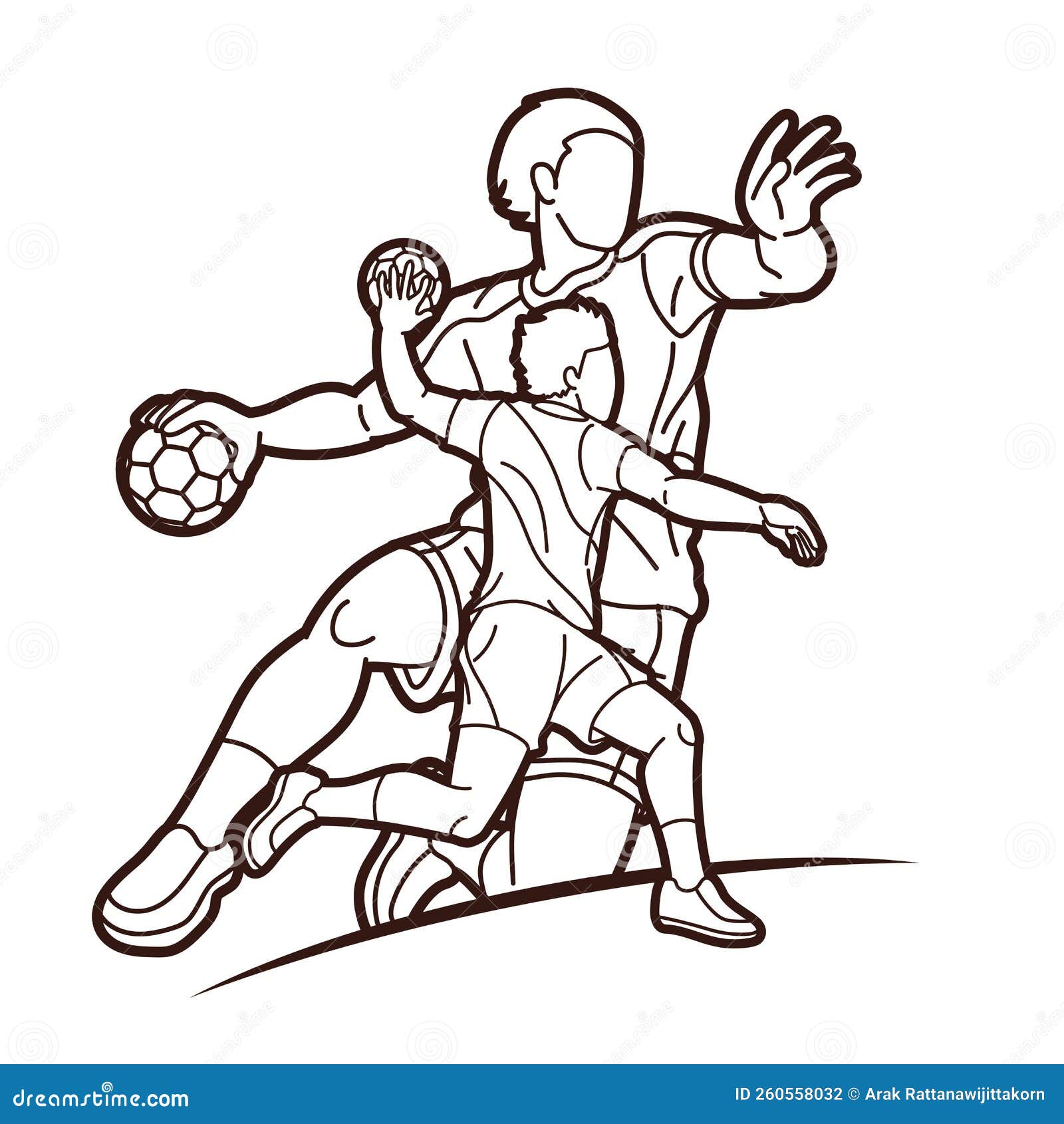 Group of Handball Sport Male Players Action Cartoon Graphic Vector ...