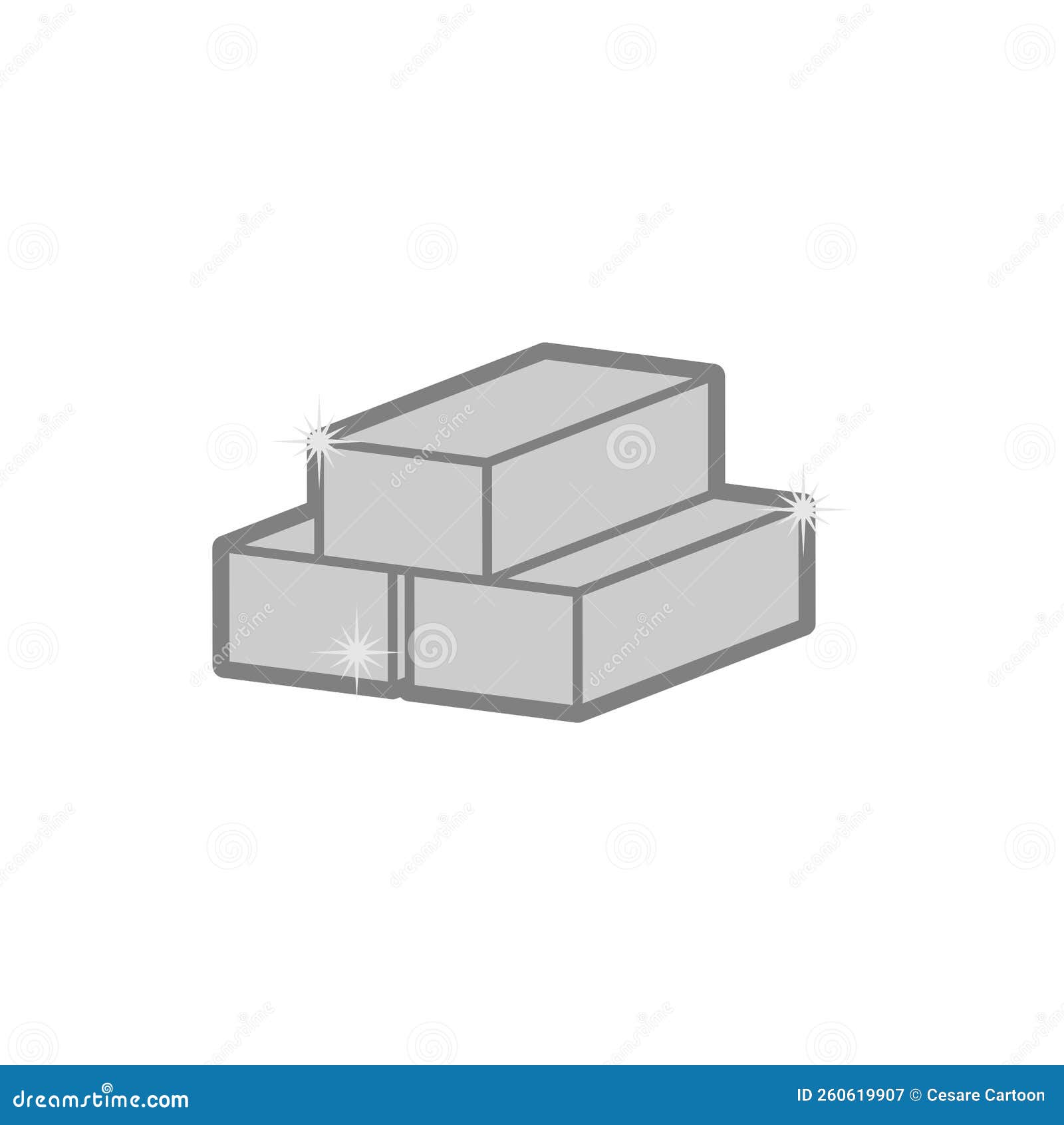 Cartoon silver bar stock vector. Illustration of flat - 260619907