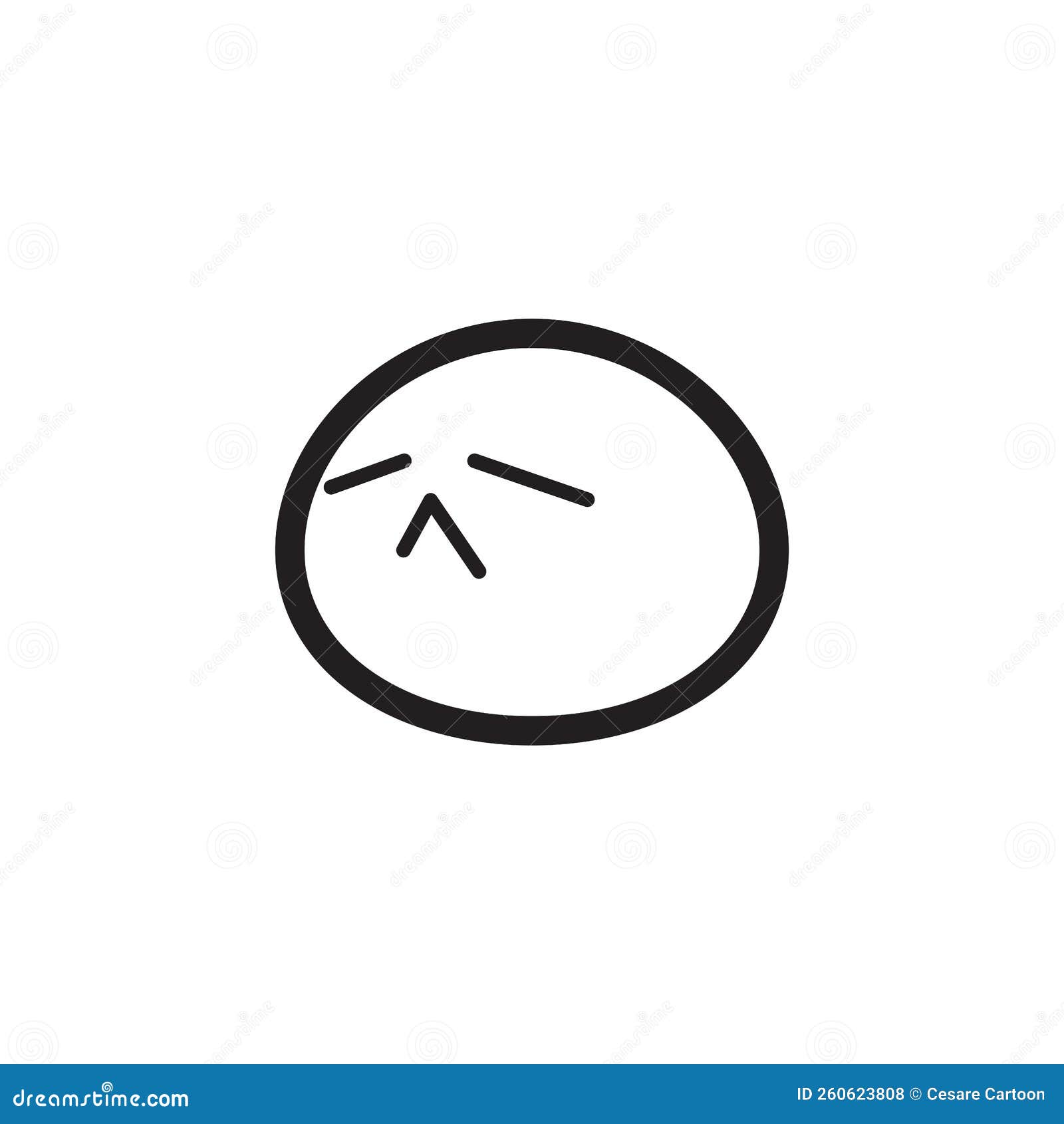 Thin line bun emoticon sad stock vector. Illustration of line - 260623808