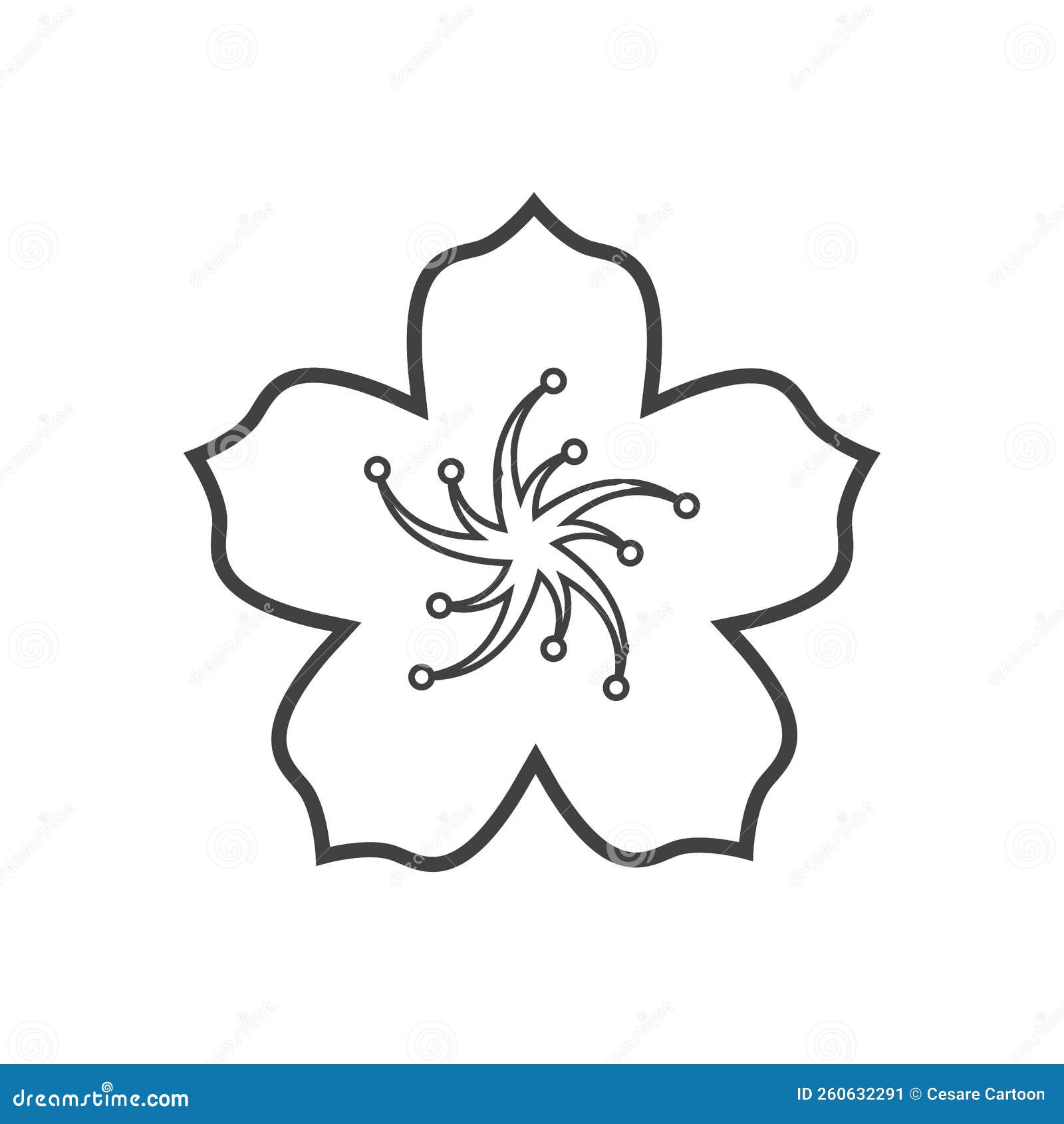 Thin line flower stock vector. Illustration of flower - 260632291