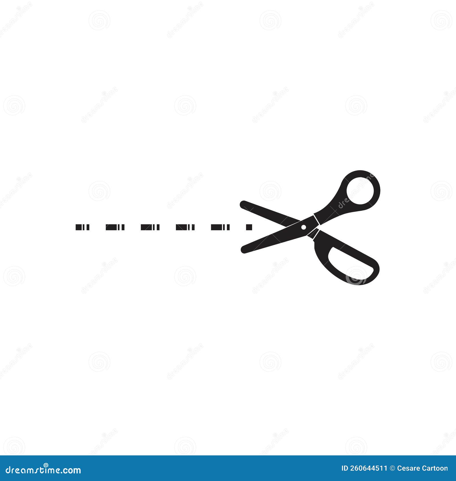 Flat black cutting line stock vector. Illustration of cutting - 260644511