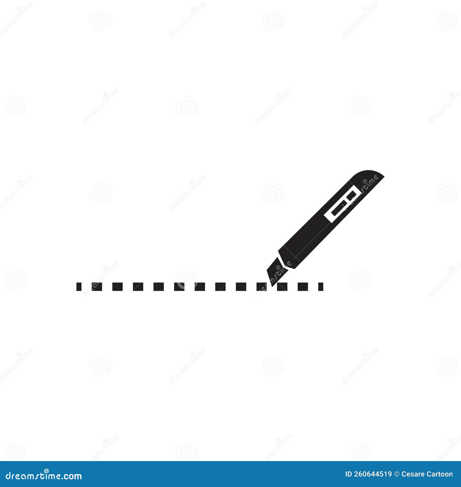 Flat black cutting line stock vector. Illustration of icon - 260644519