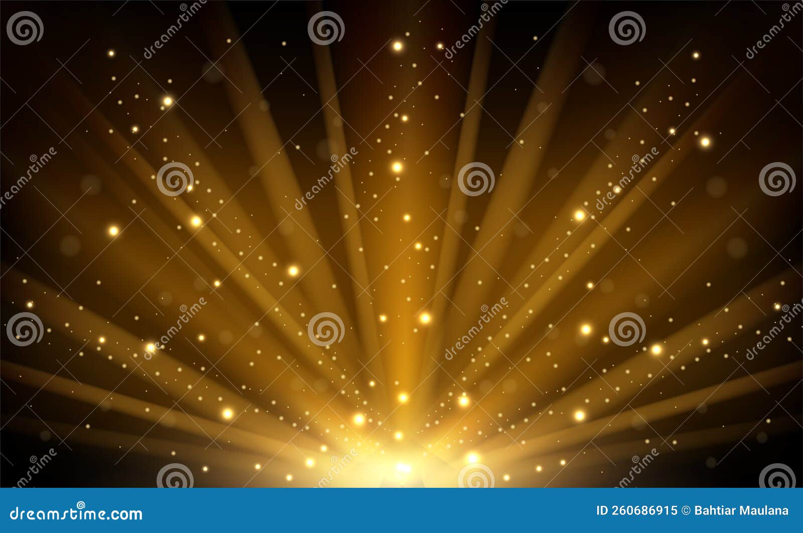 Abstract Golden Light Rays with Sparks. Exploding Gold Glitter with ...