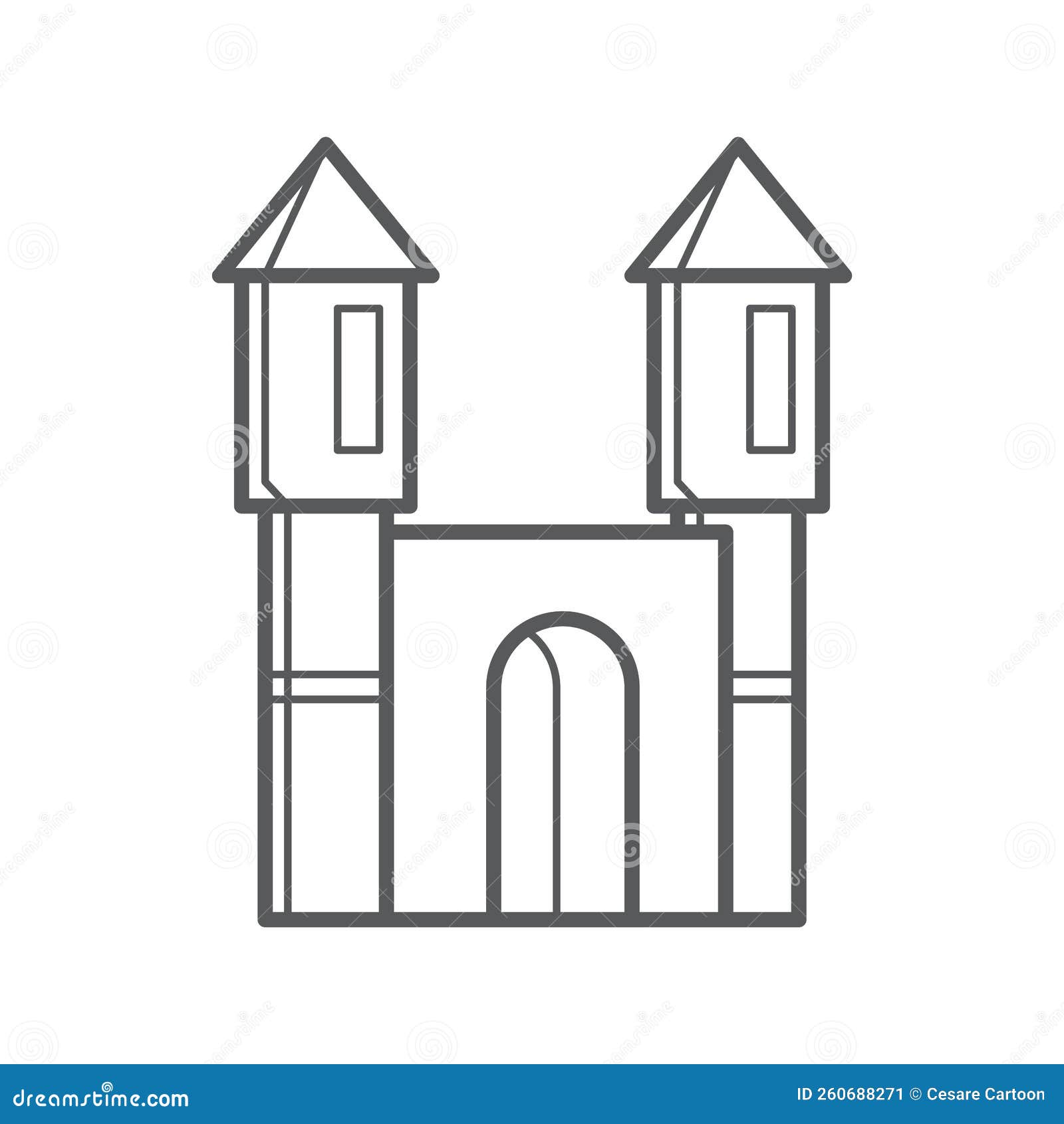 Thin line castle stock vector. Illustration of castle - 260688271