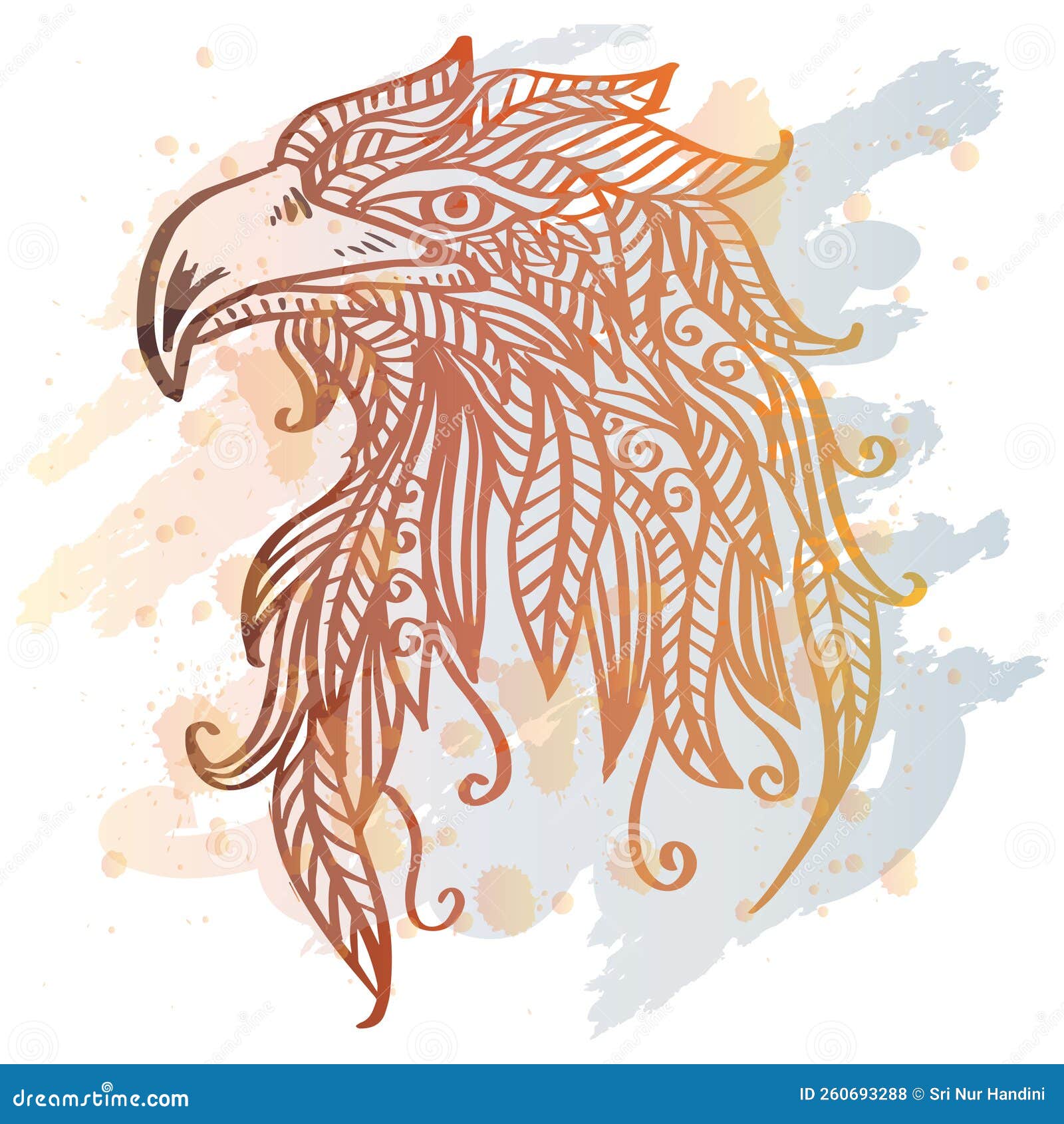 Hand Drawn Eagle Head Zentangle Art Stock Illustration - Illustration ...