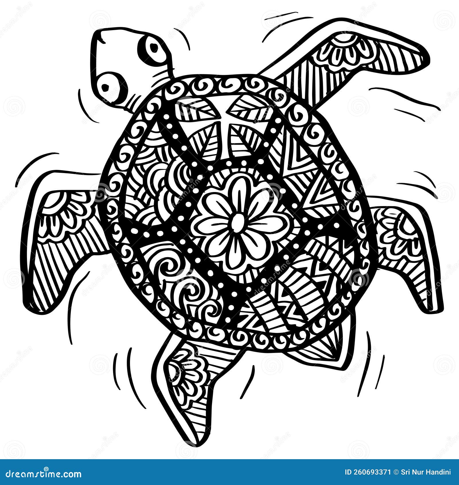 Hand Drawn Turtle Zentangle Art Stock Image | CartoonDealer.com #260693371