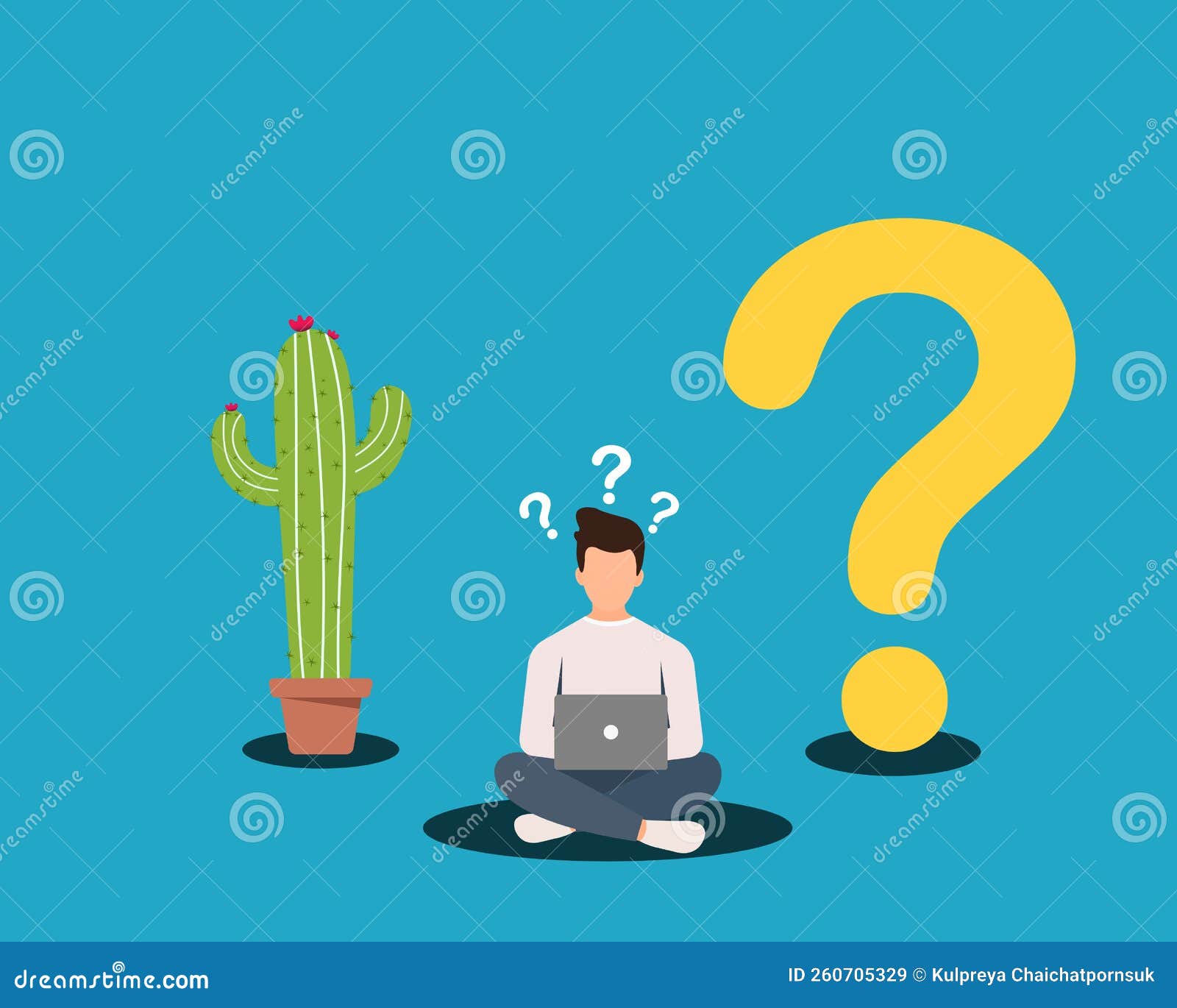 Man Sitting on the Floor with Question Marks on the Side Stock Vector ...