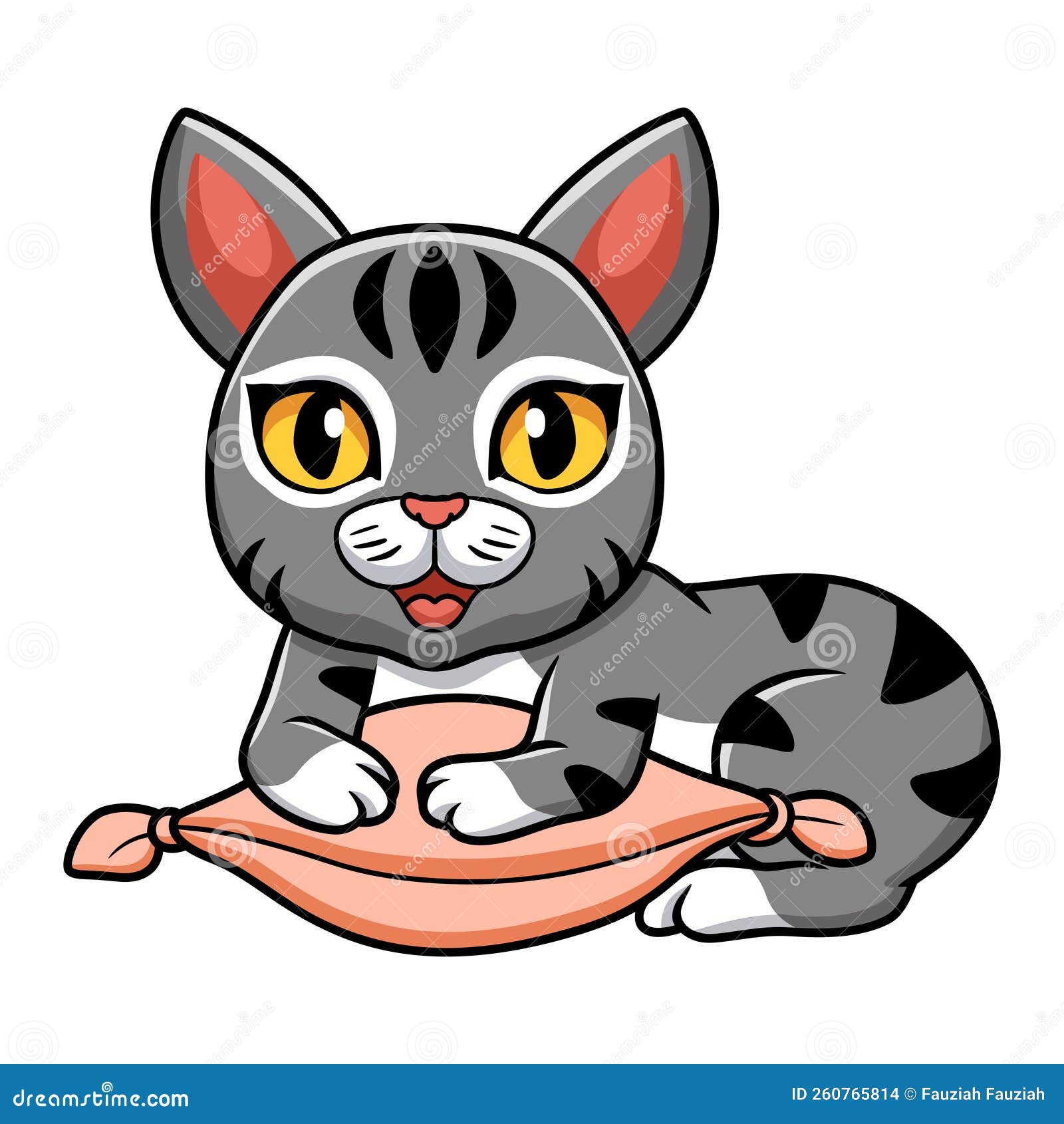 Cute Manx Cat Cartoon on the Pillow Stock Vector - Illustration of ...