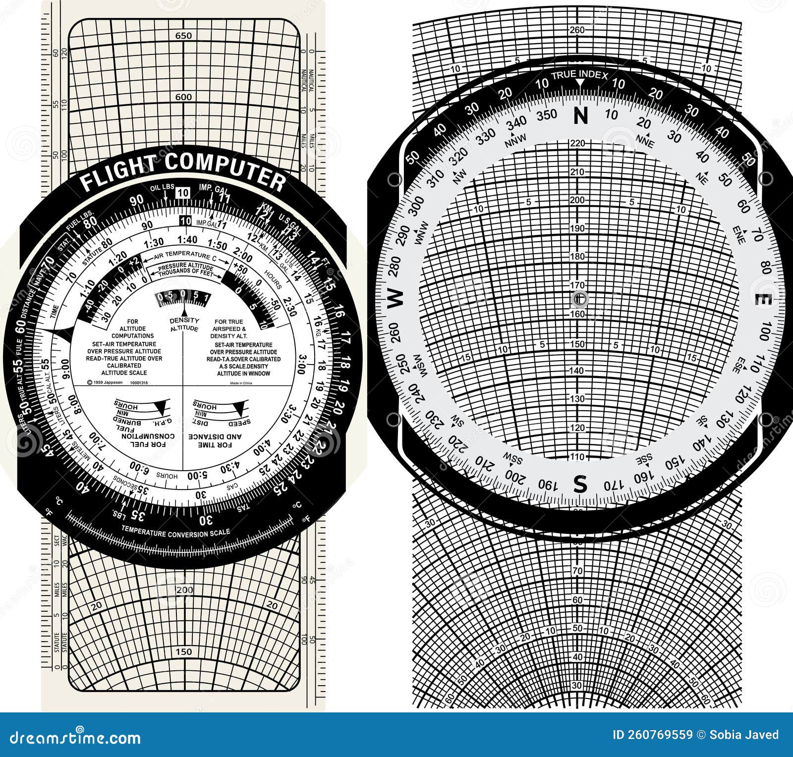 E6-B Flight Computer Drawing, Vector Drawing for Education Purposes ...