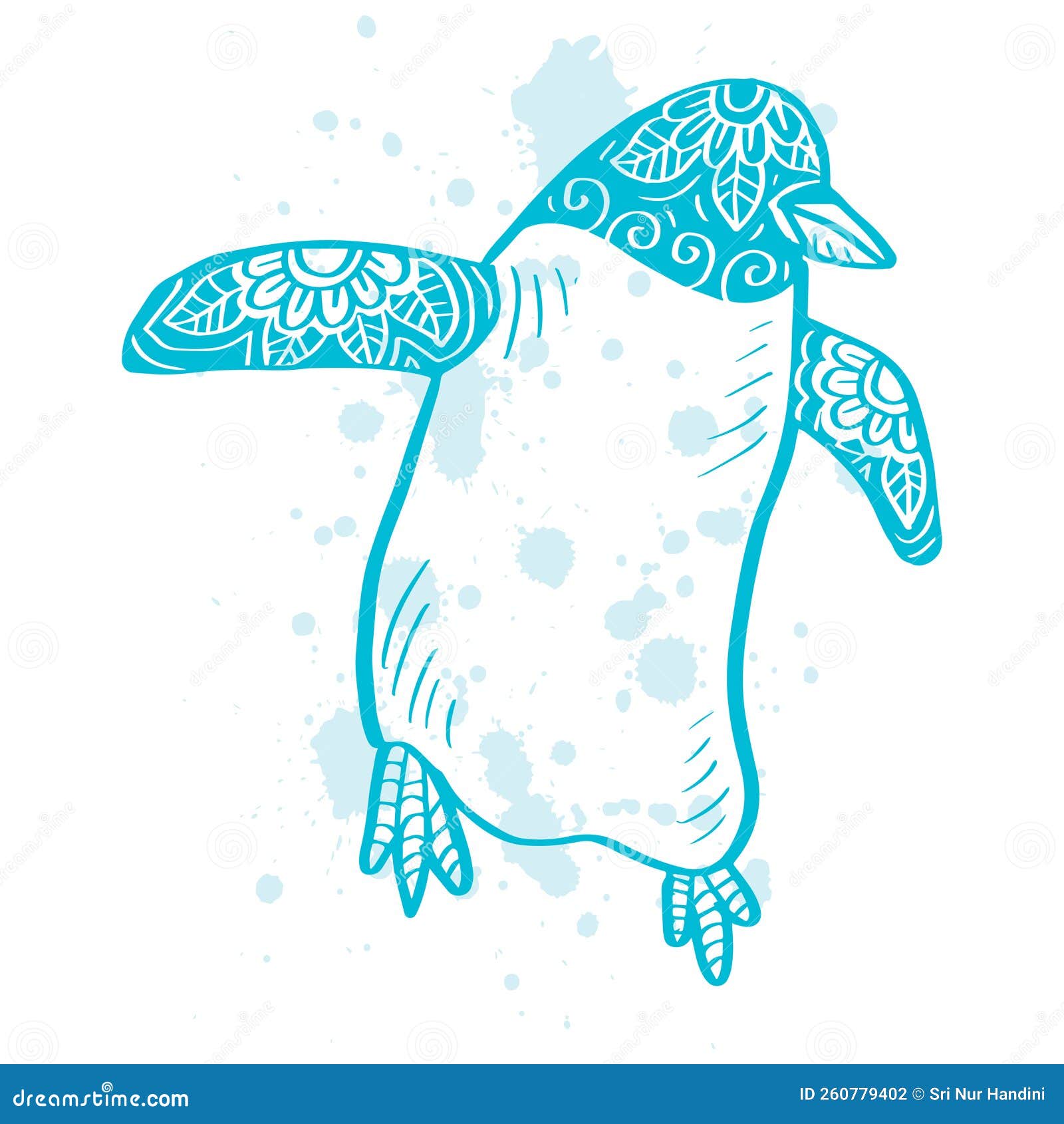 Cute Penguin Zentangle Art. Stock Illustration - Illustration of ...