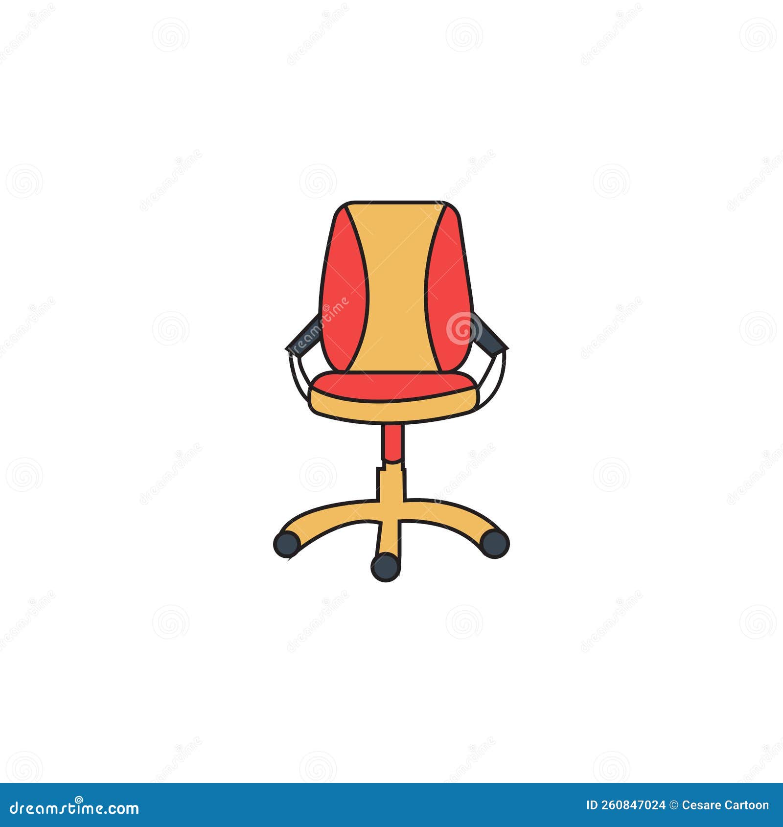 Cartoon office chair stock vector. Illustration of flat - 260847024