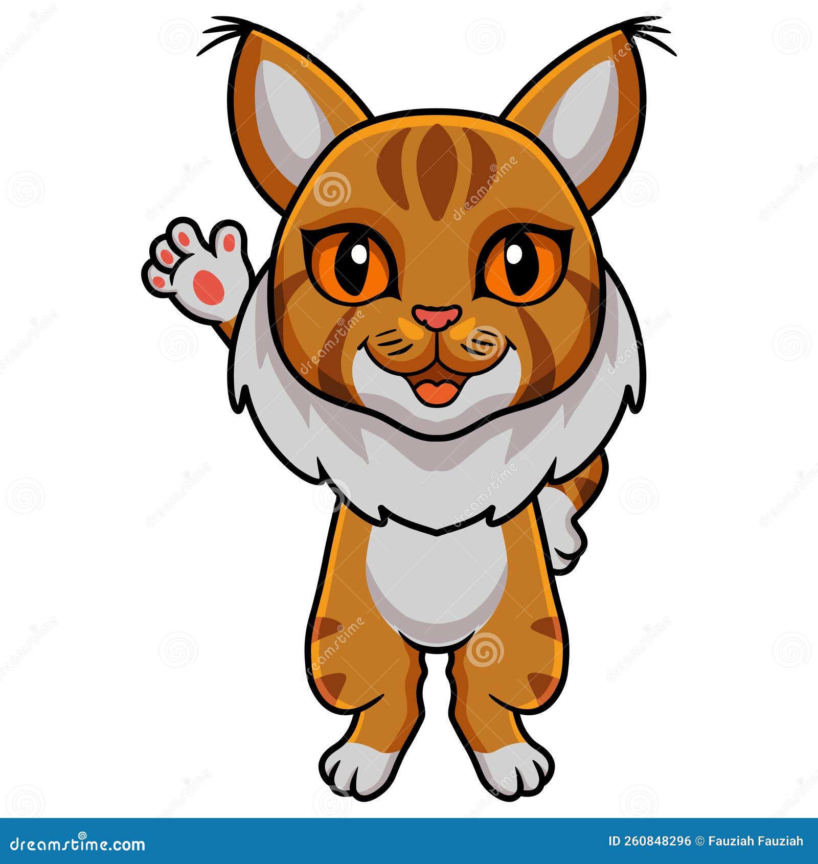 Cute Maine Coon Cat Cartoon Waving Hand Stock Vector - Illustration of ...