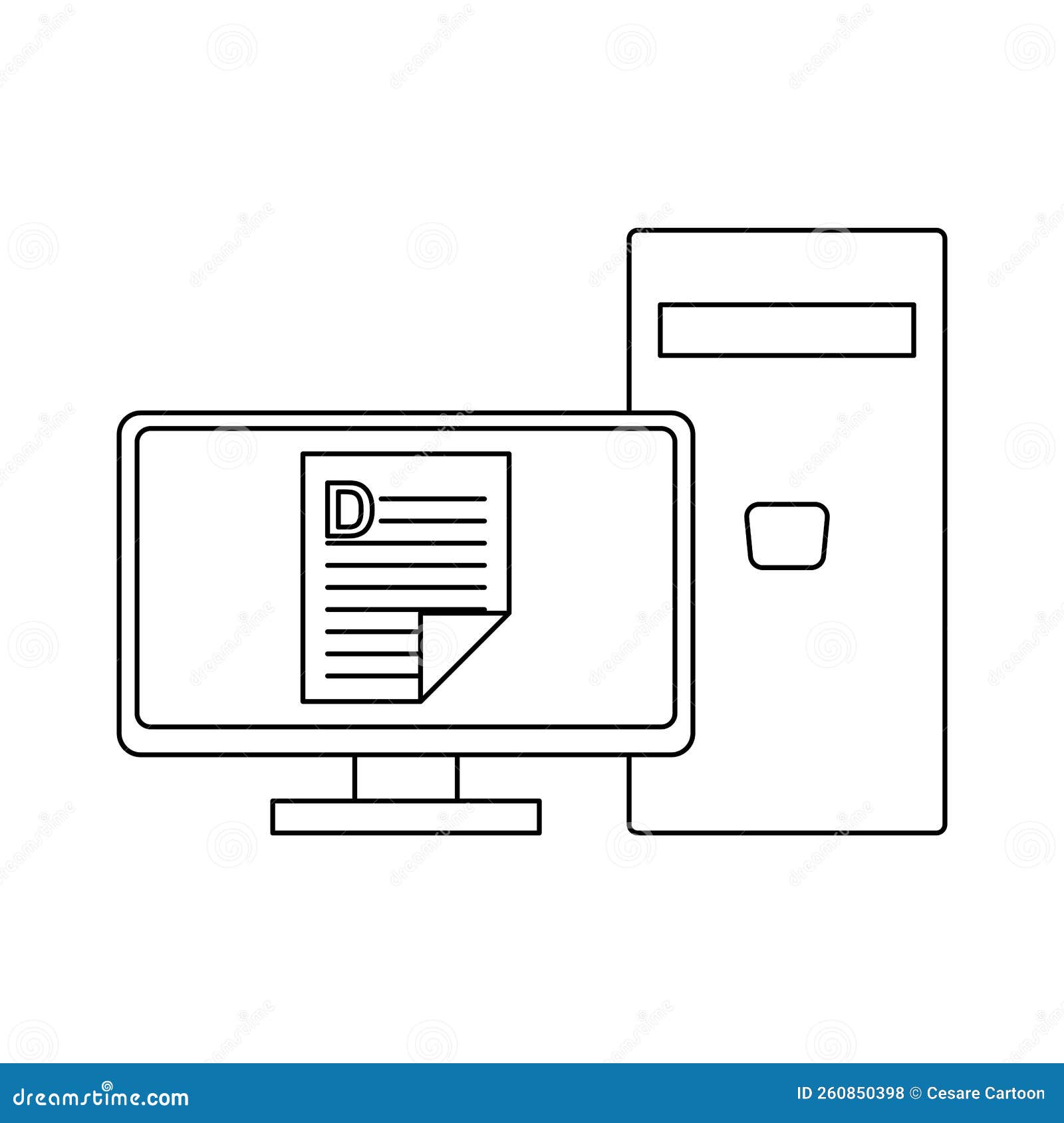 Thin line document file stock vector. Illustration of vector - 260850398