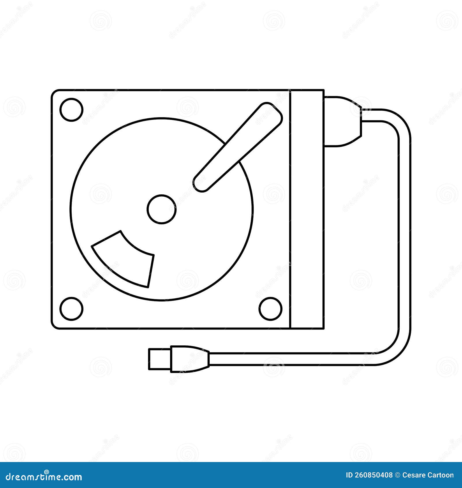 Thin Line External Hard Drive Stock Vector - Illustration of simple ...