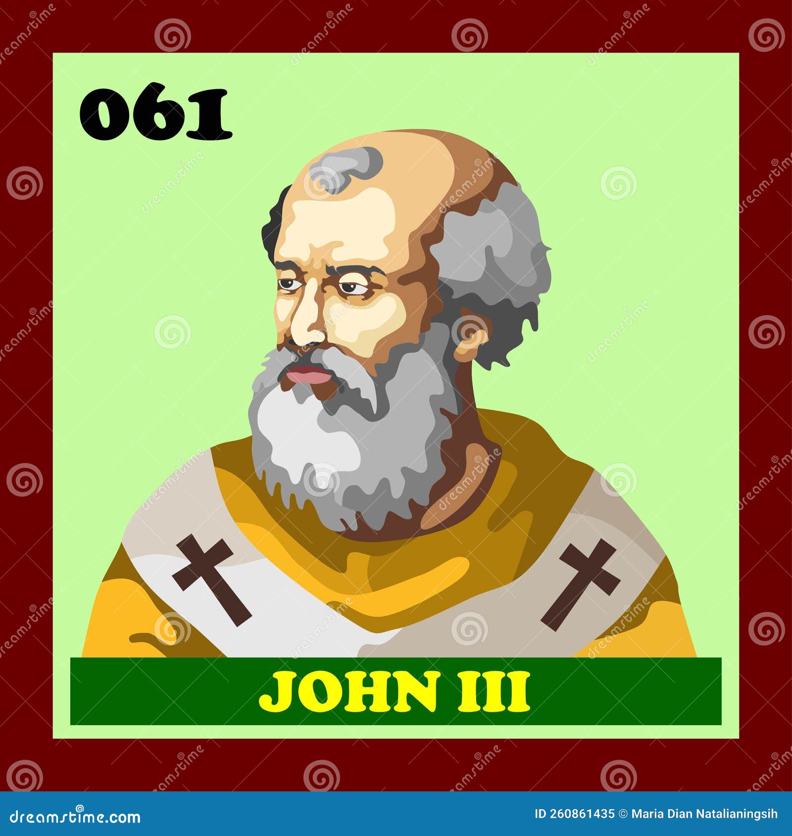 061st Roman Catholic Pope John III Vector Stock Illustration ...