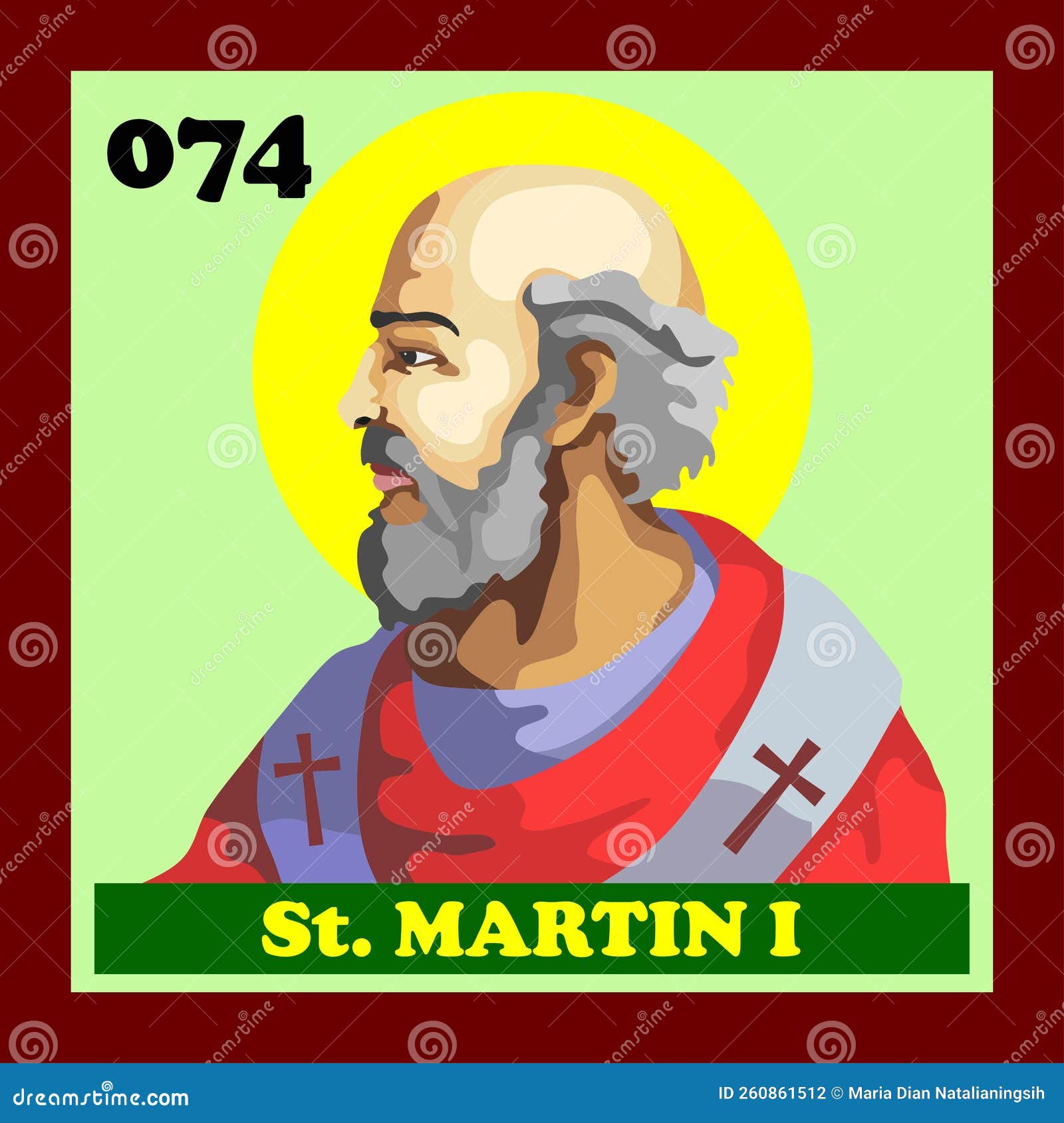 074th Roman Catholic Pope Saint Martin I Vector Stock Vector ...