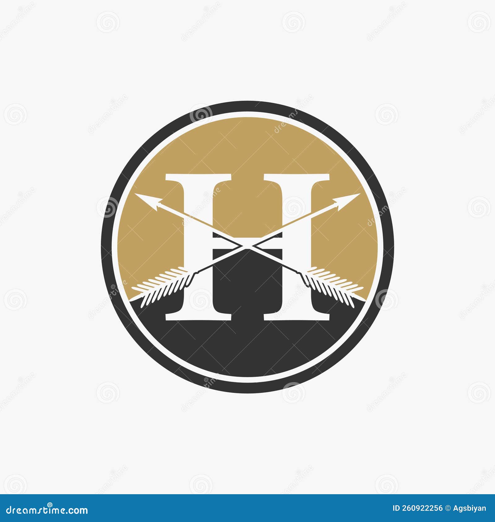 Simple and Unique Letter or Word H Serif Font with 2 Arrows on Circle ...