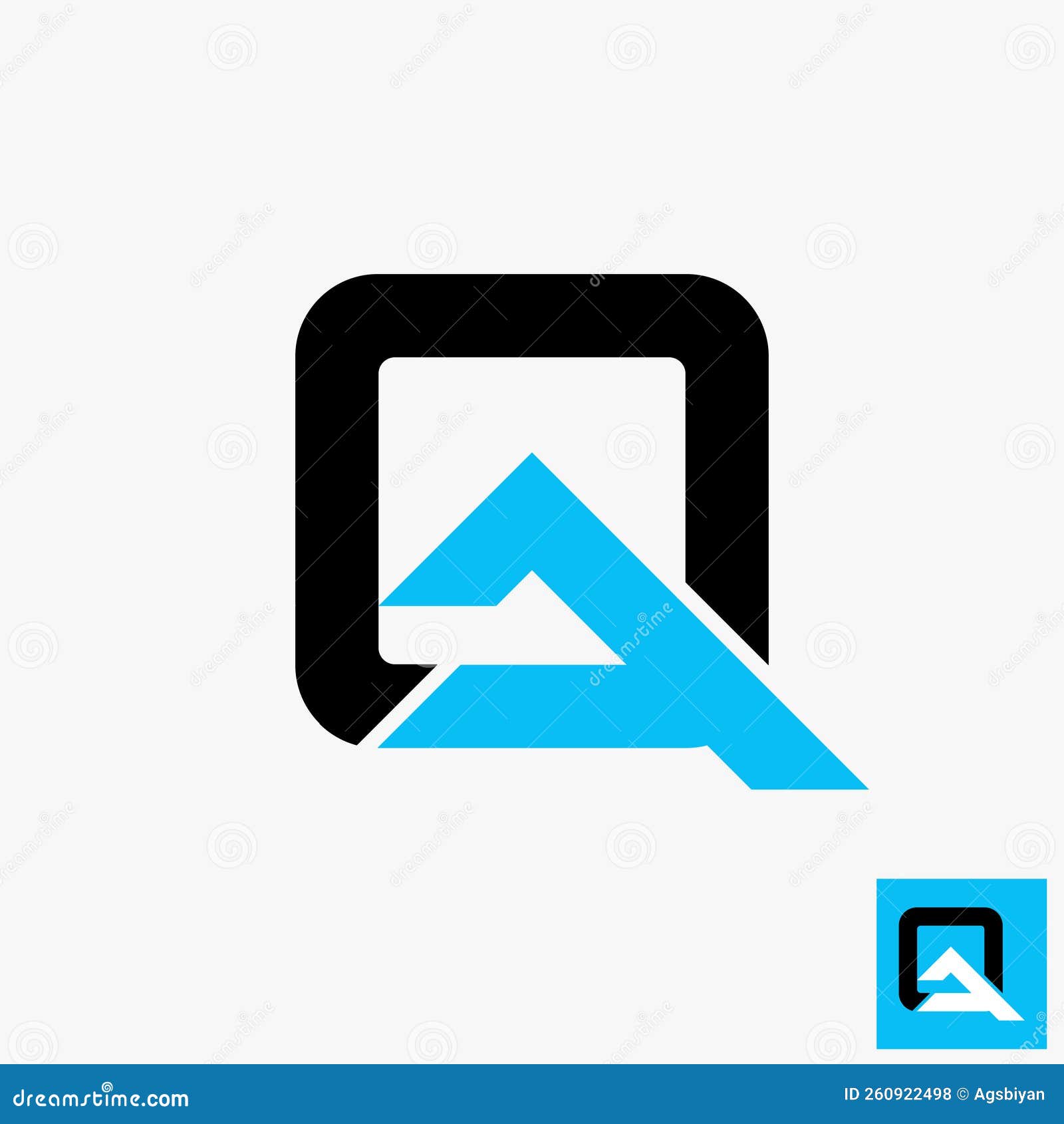 Simple and Unique Letter or Word Q or QA Font in Creative Rectangle ...