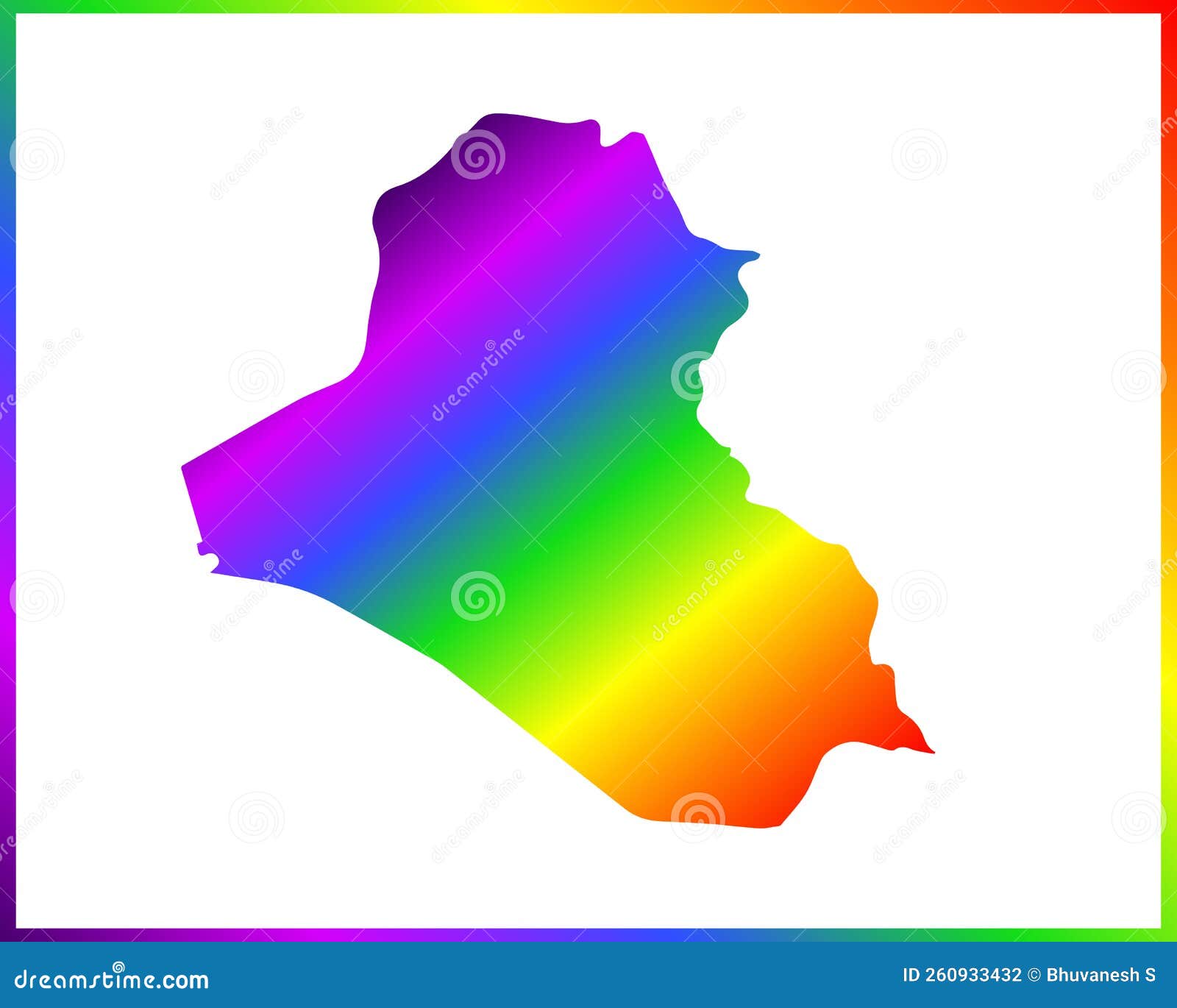Rainbow Colored Gradient Map of Country Iraq Isolated on White ...